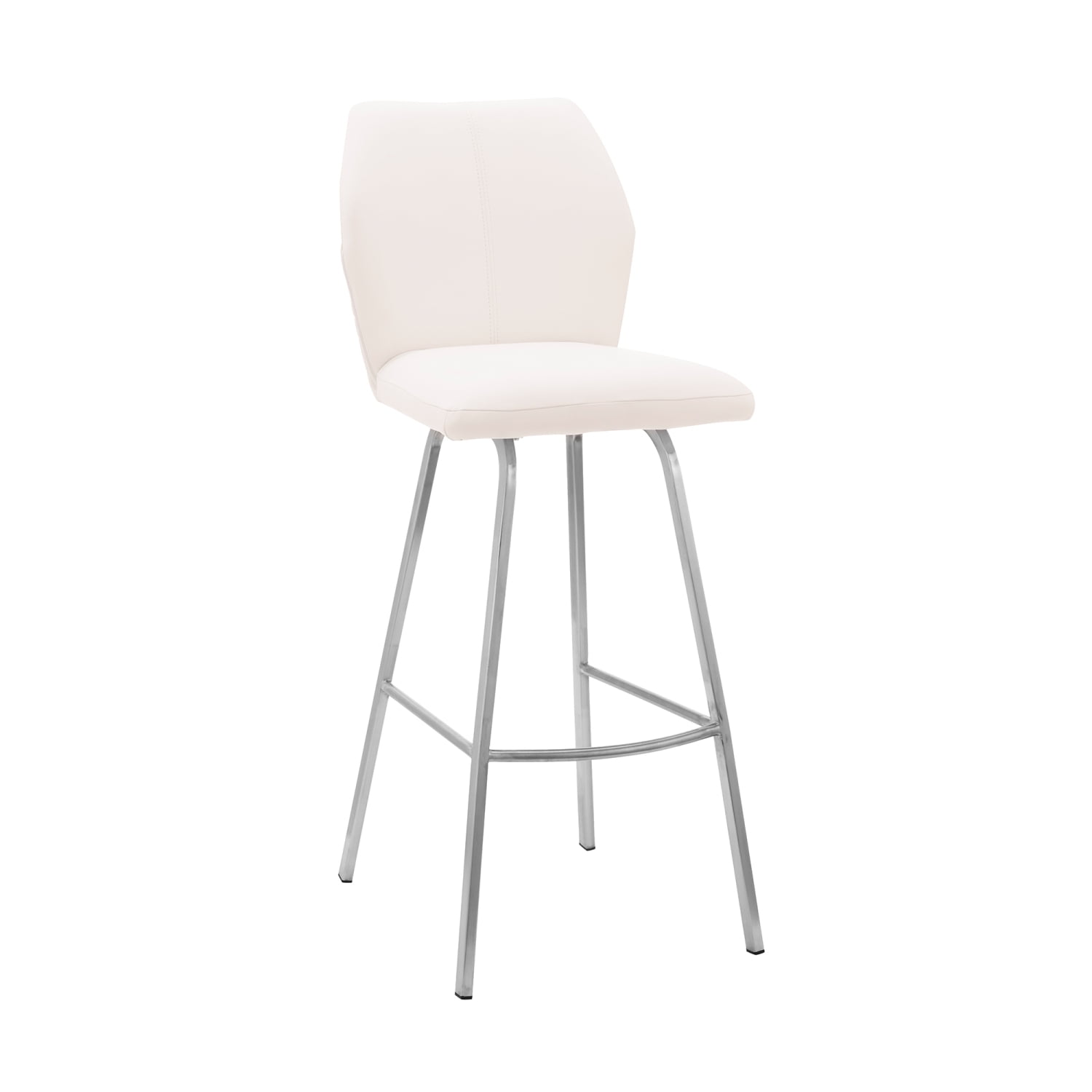 Miekor Furniture Tandy White Faux Leather and Brushed Stainless Steel 26" Counter Stool 68441 ...