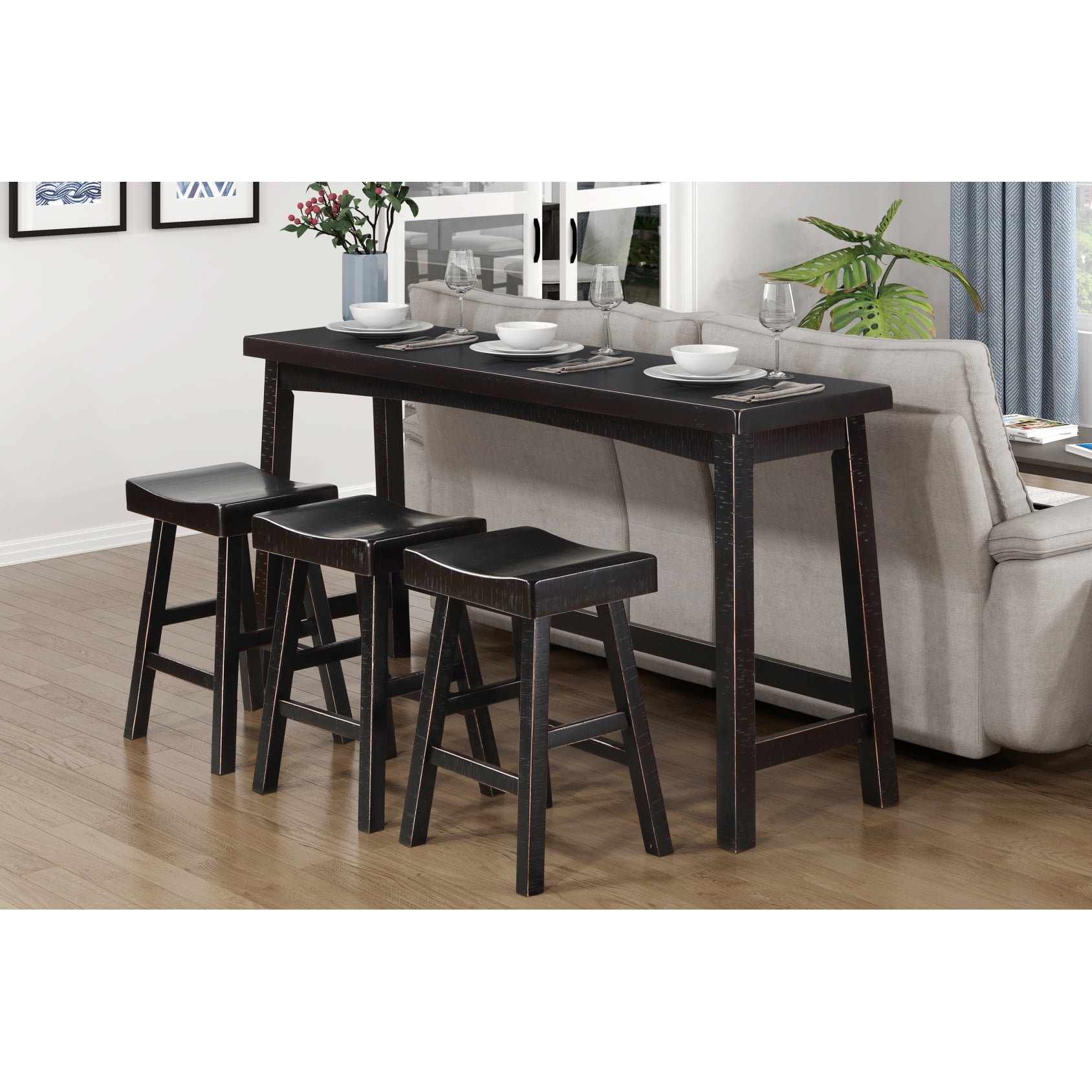 Miekor Furniture Transitional 4-Piece Counter Height Set, Table and ...