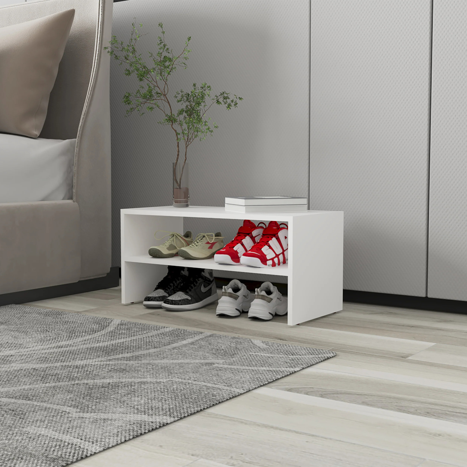 Miekor Furniture White 2-Shelf Shoe Rack 78157 - Walmart.com