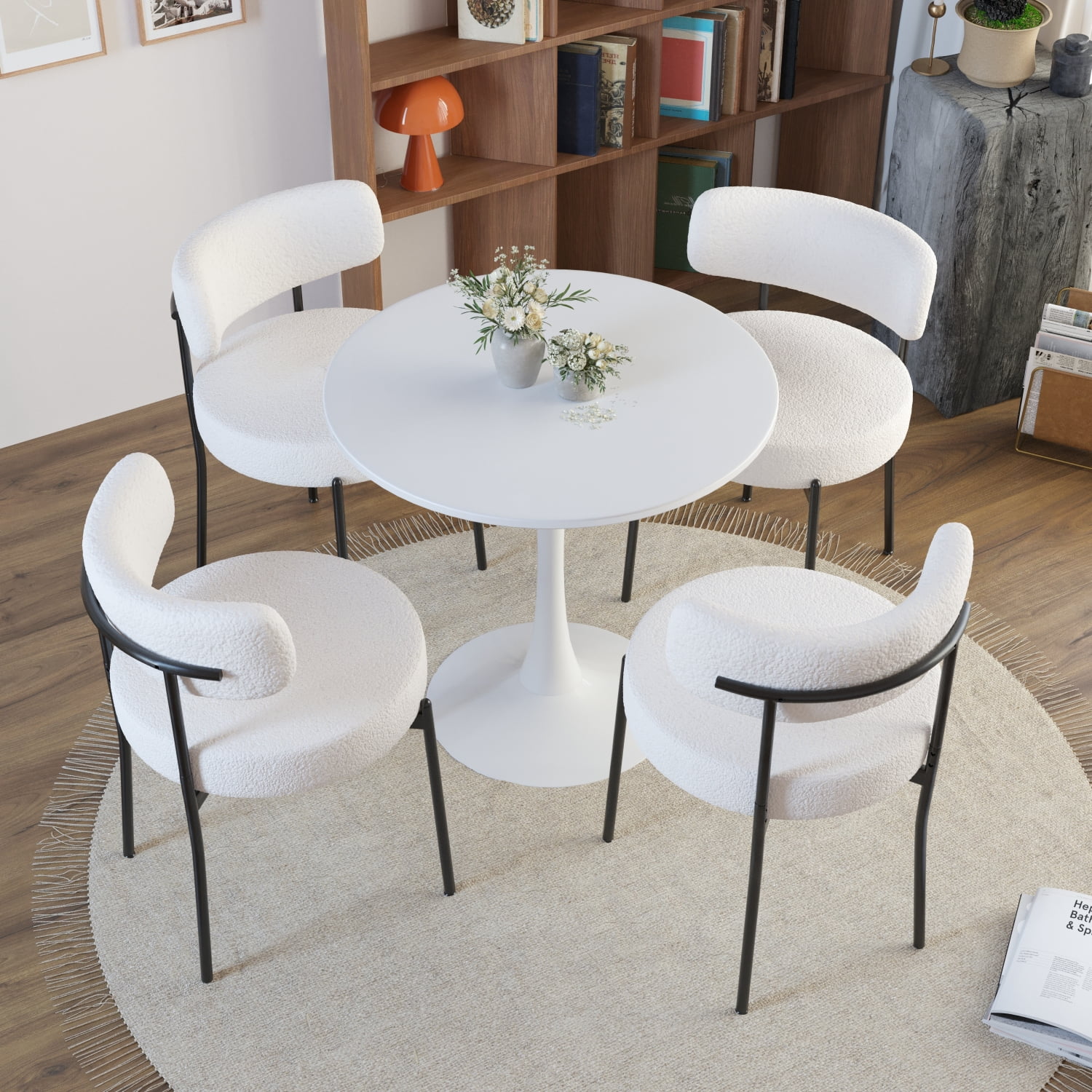 Miekor Furniture White Dining Chairs Set Of 4 Mid Century Modern