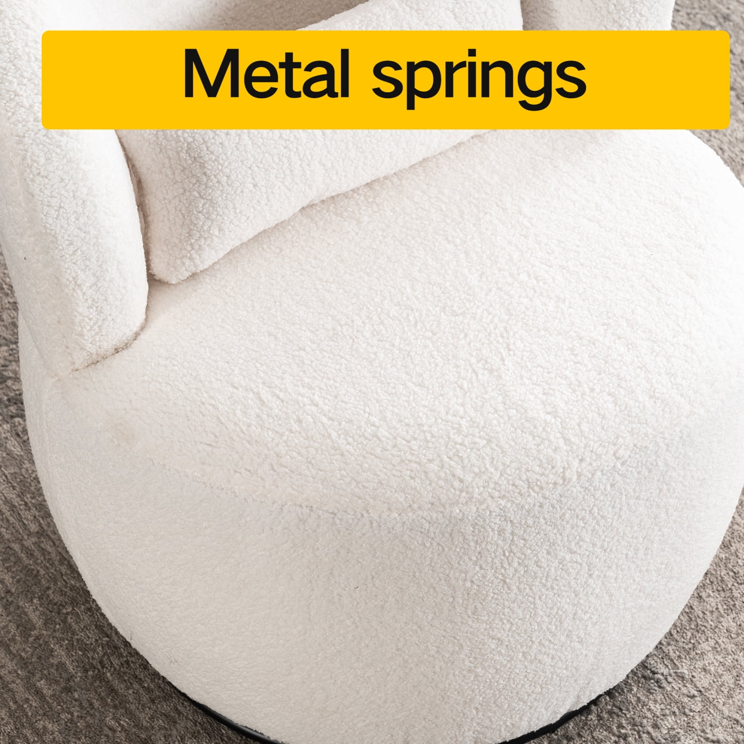 Miekor Furniture White Plush Swivel Accent Chair - Contemporary Round ...