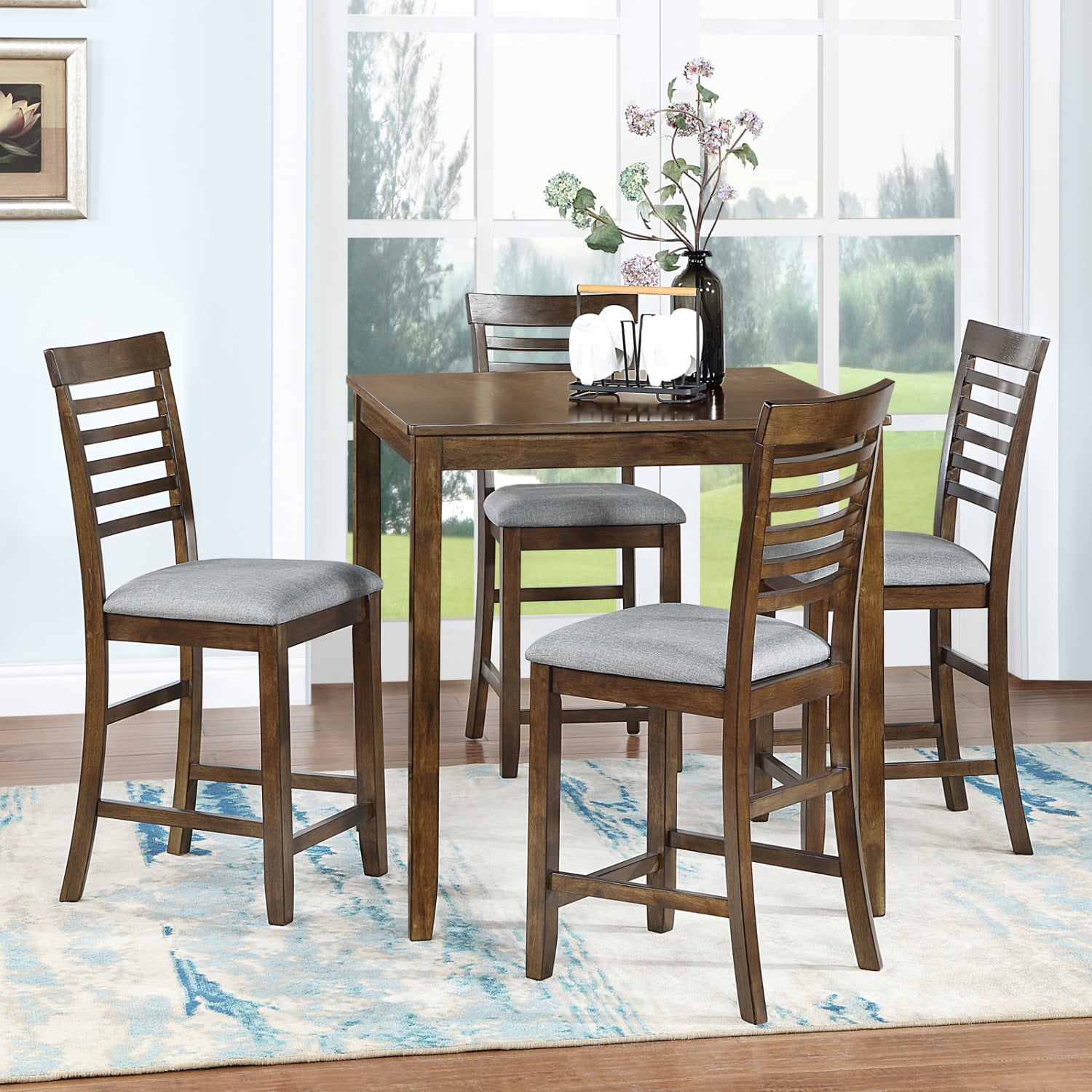 Miekor Furniture Wooden Dining Square Table, Kitchen Table for Small ...