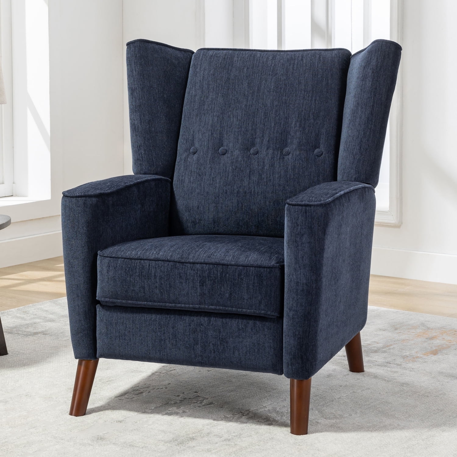 Miekor Mid Century Chenille Wingback Recliner Chair, Button Tufted ...