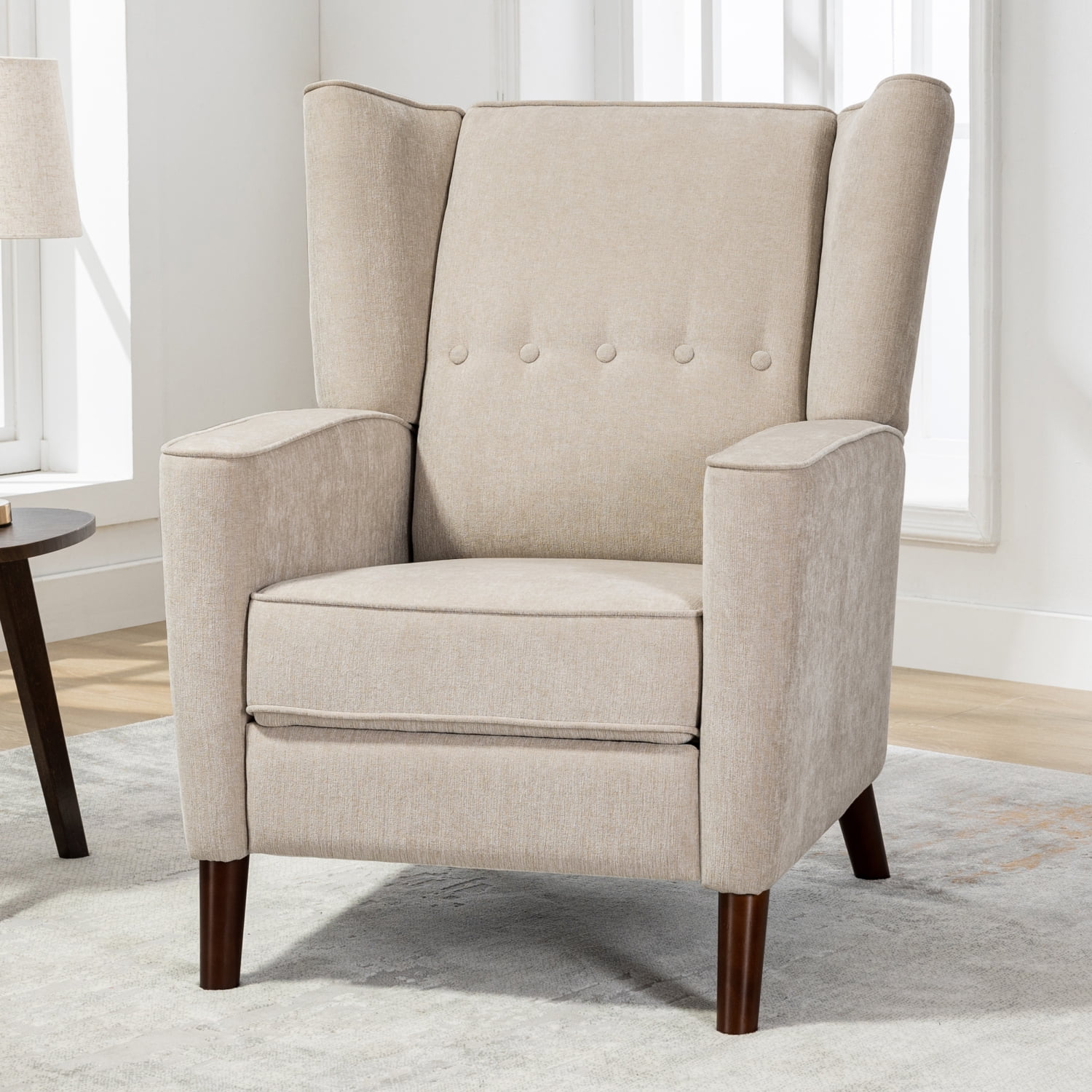 Miekor Mid Century Chenille Wingback Recliner Chair, Button Tufted ...