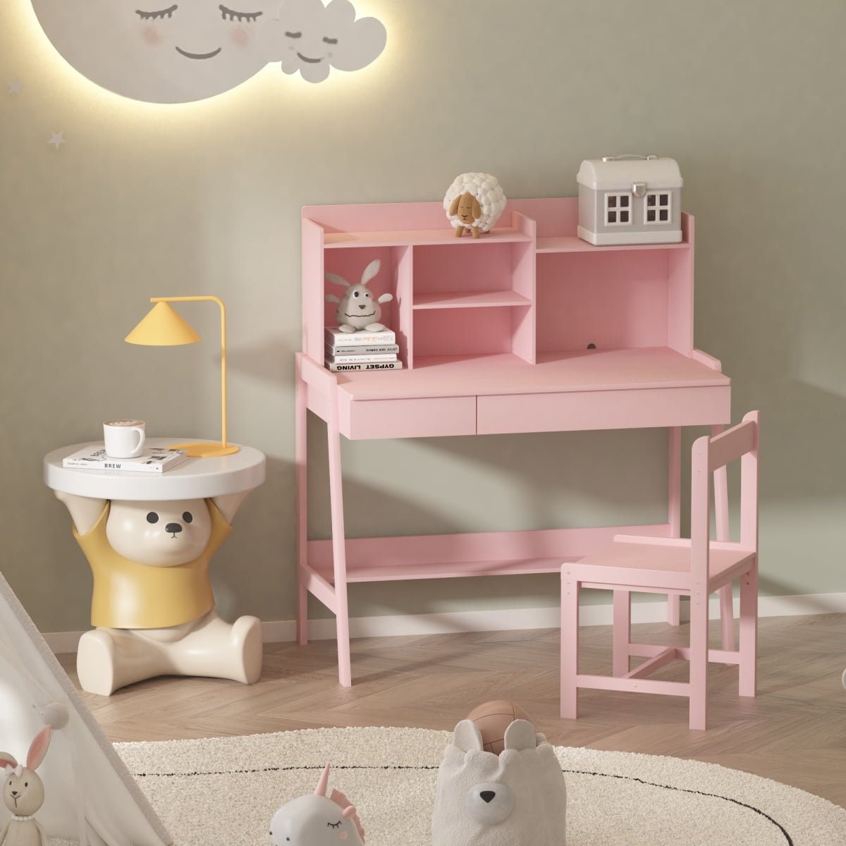 Miekor Modern classic desk, children's desk, solid wood desk, bedroom ...