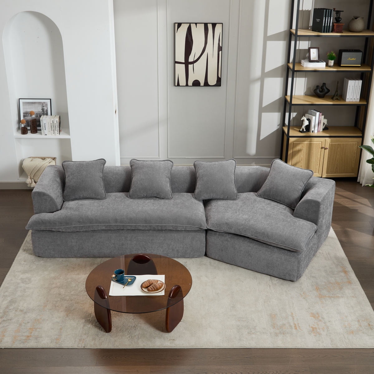 Miekor Modular Cushions Sofa Movable Ottoman, Minimalist Style Modular ...