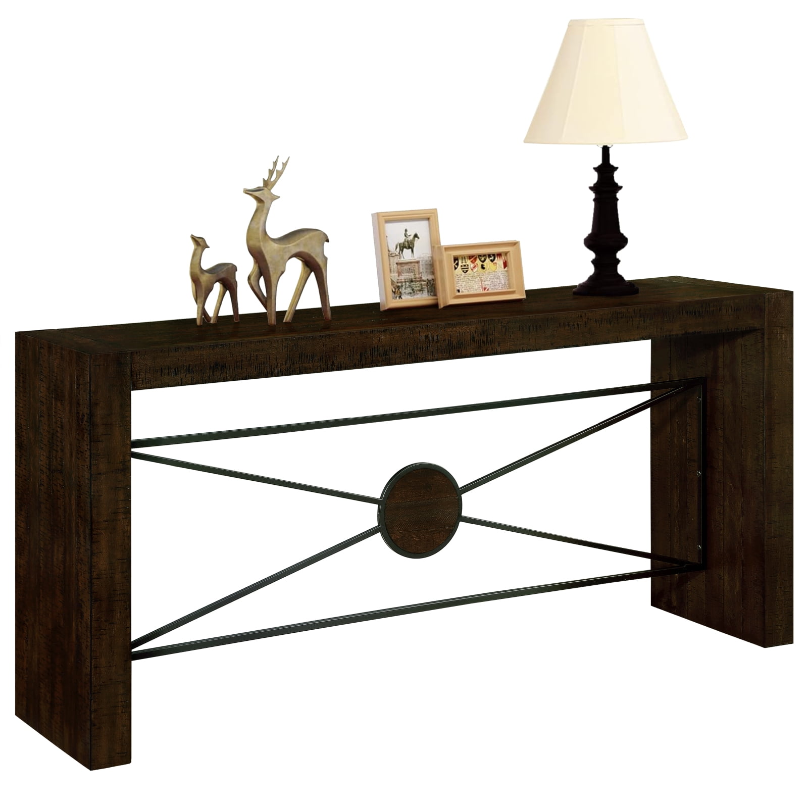 Miekor Retro Wood Console Table, 64 Inch Long Sofa Table Behind Couch ...