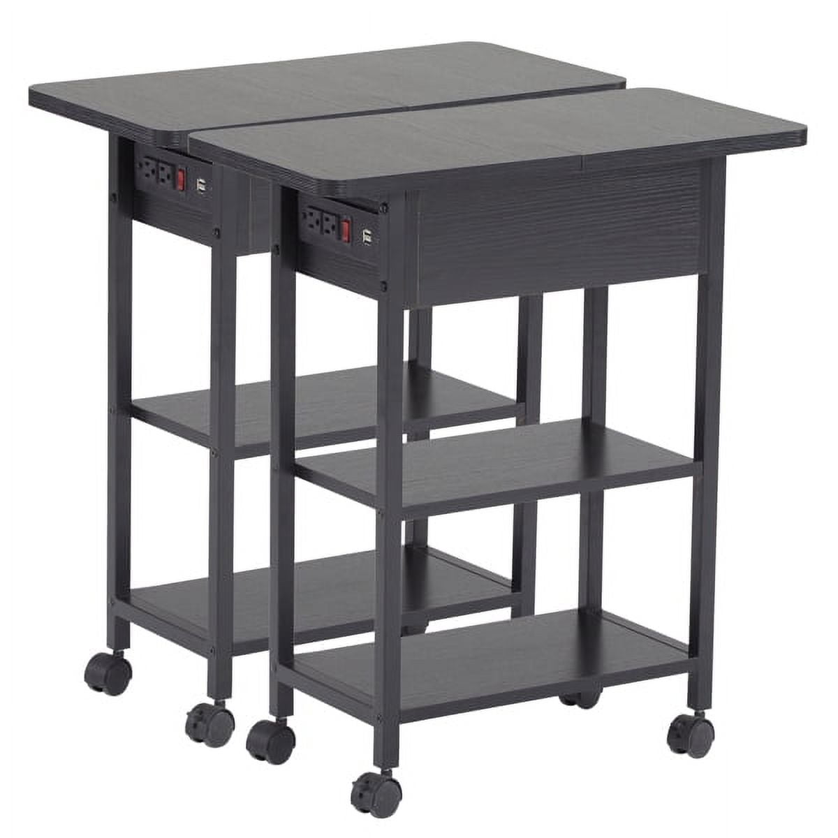 Miekor Set of 2 Slim Side Table with Charging Station and Wheels ...