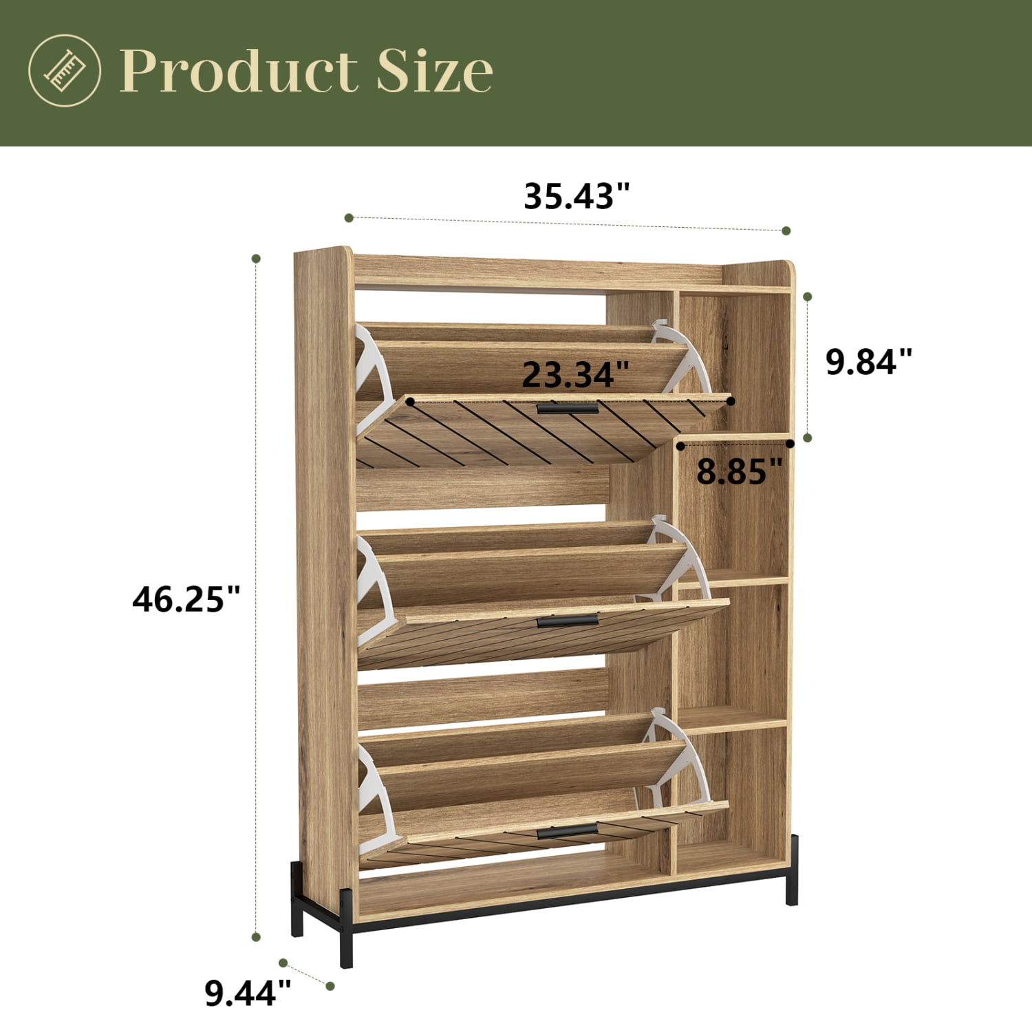Miekor Shoe Cabinet with 3 Flip Drawers & Open Shelves, Modern Entryway ...