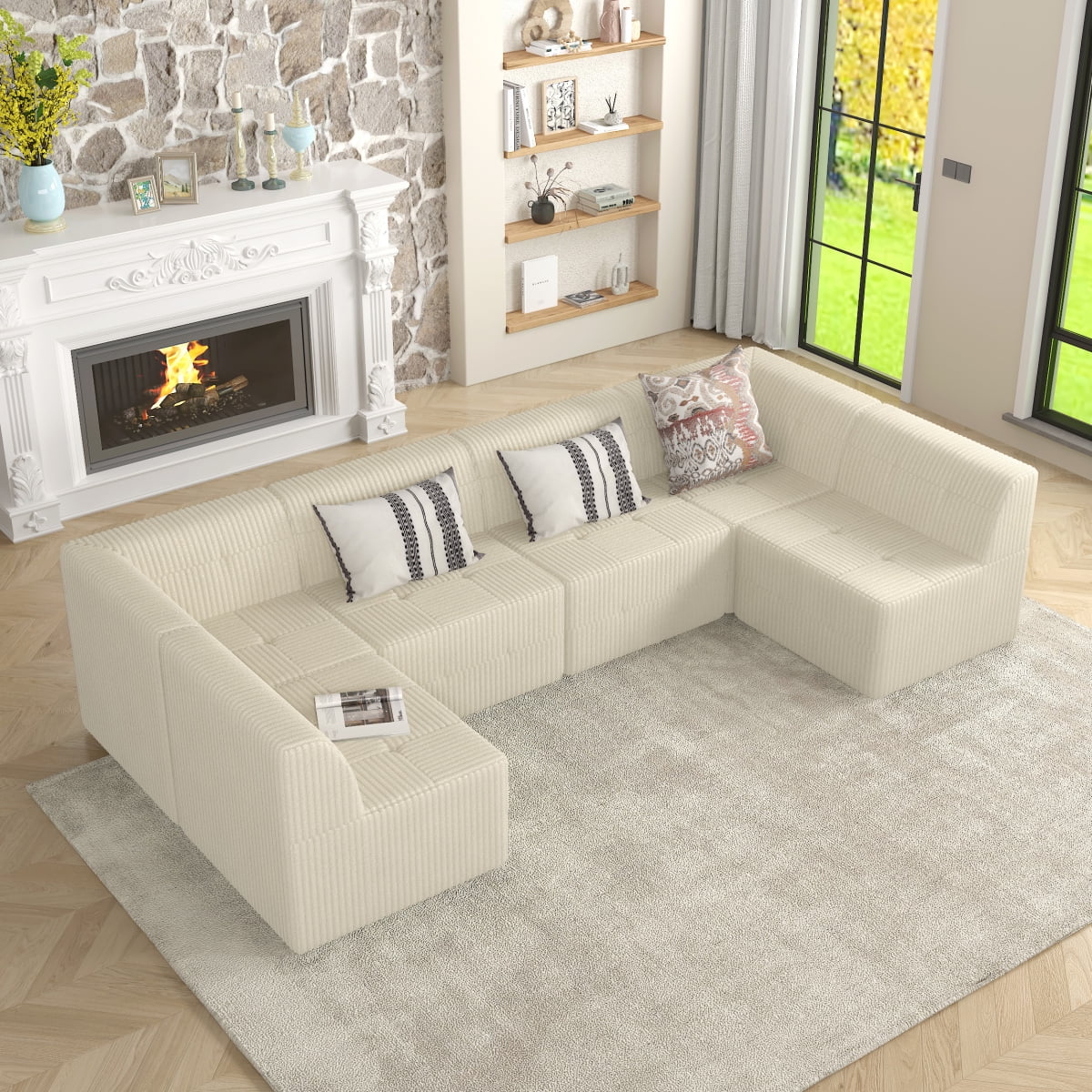 Miekor U shape Modular Sectional Sofa, Compressed Sectional Sofa Modern ...