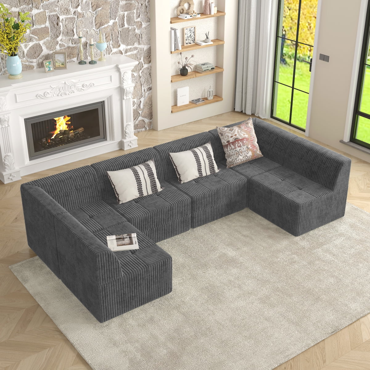 Miekor U shape Modular Sectional Sofa, Compressed Sectional Sofa Modern ...
