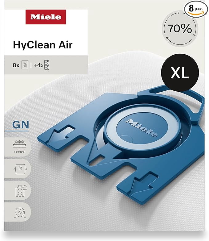 Miele AirClean 3D Efficiency Dust Bag, Type GN, XL Value Pack, 8 Bags ...