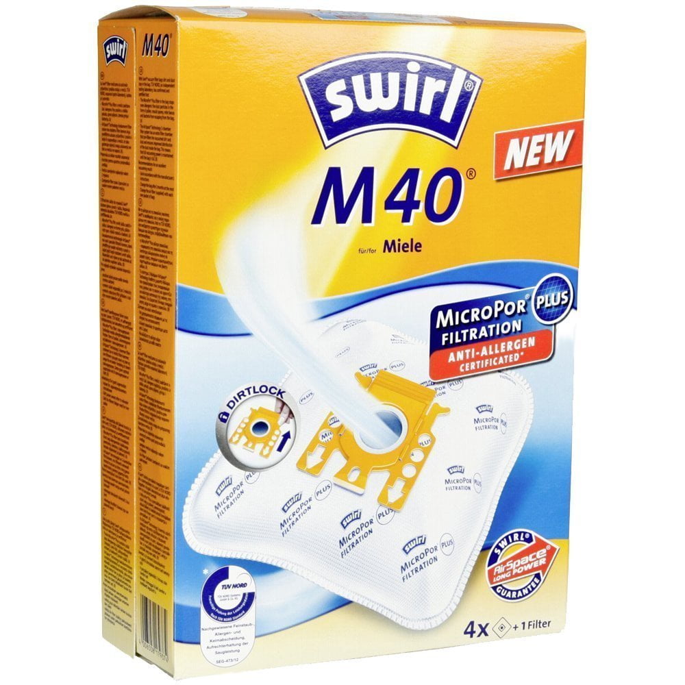 Miele GN Compatible Vacuum Cleaner bags, Swirl M40 (Pack of 4) Made in ...