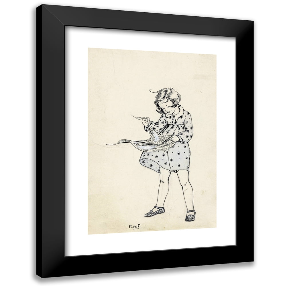 Miep de Feijter 11x14 Black Modern Framed Museum Art Print Titled - Girl with a Canvas (1928 ...