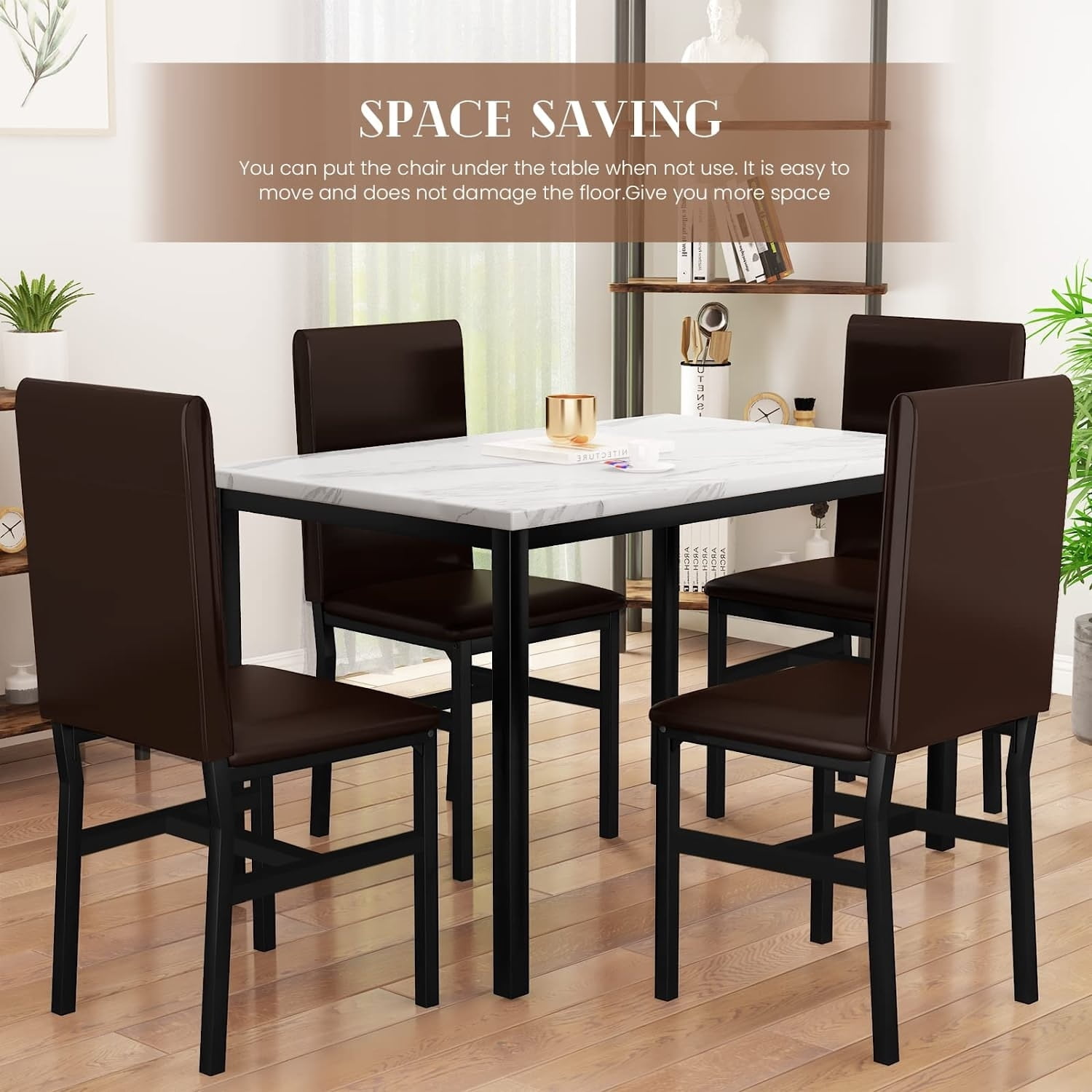 Mieres 5 - Piece Dining Set, Faux Marble Kitchen Table & Chair Set, 4 ...