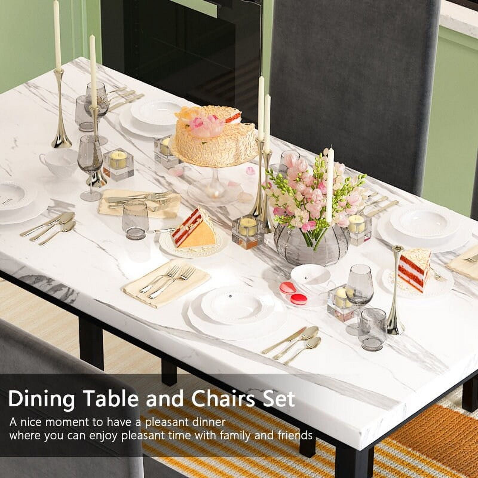 Mieres 5 Piece Dining Table Set for 4, Kitchen Faux Marble Table Set ...