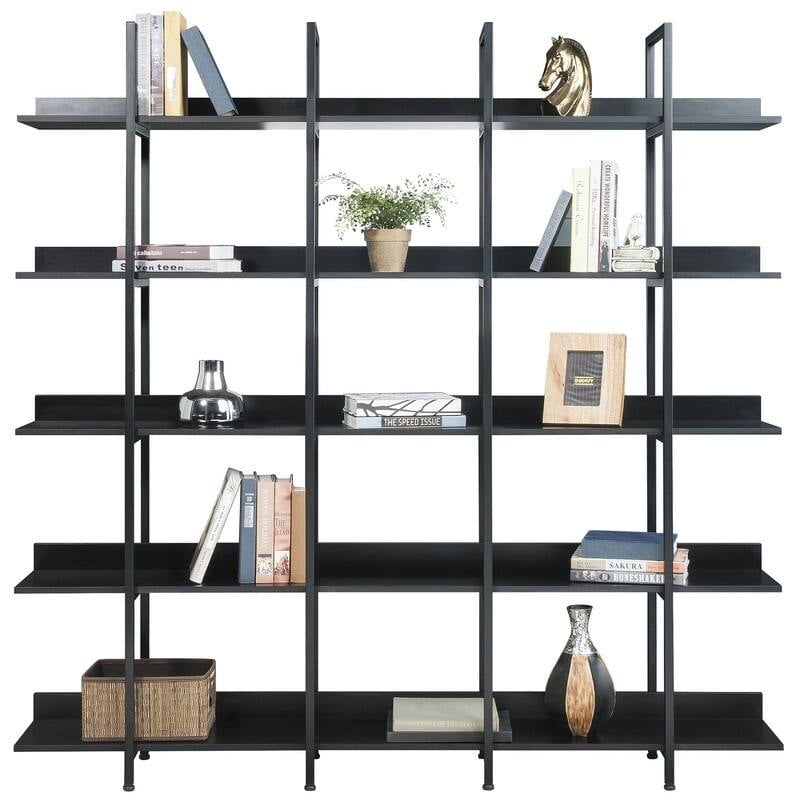 Mieres Industrial Style 5-Tier Cross Design Bookcase Home Office Open ...