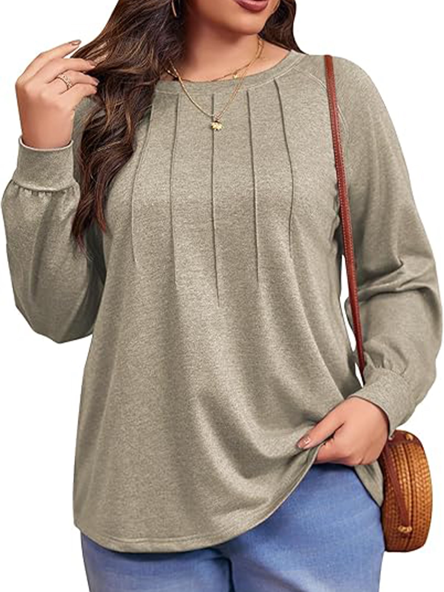 MIFATER Plus Size Tunic Tops for Women Fall Loose Fit Long Sleeve T ...