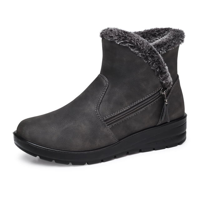 Mifater Winter Boots for Women Side Zipper Ankle Snow Boots Anti-slip ...