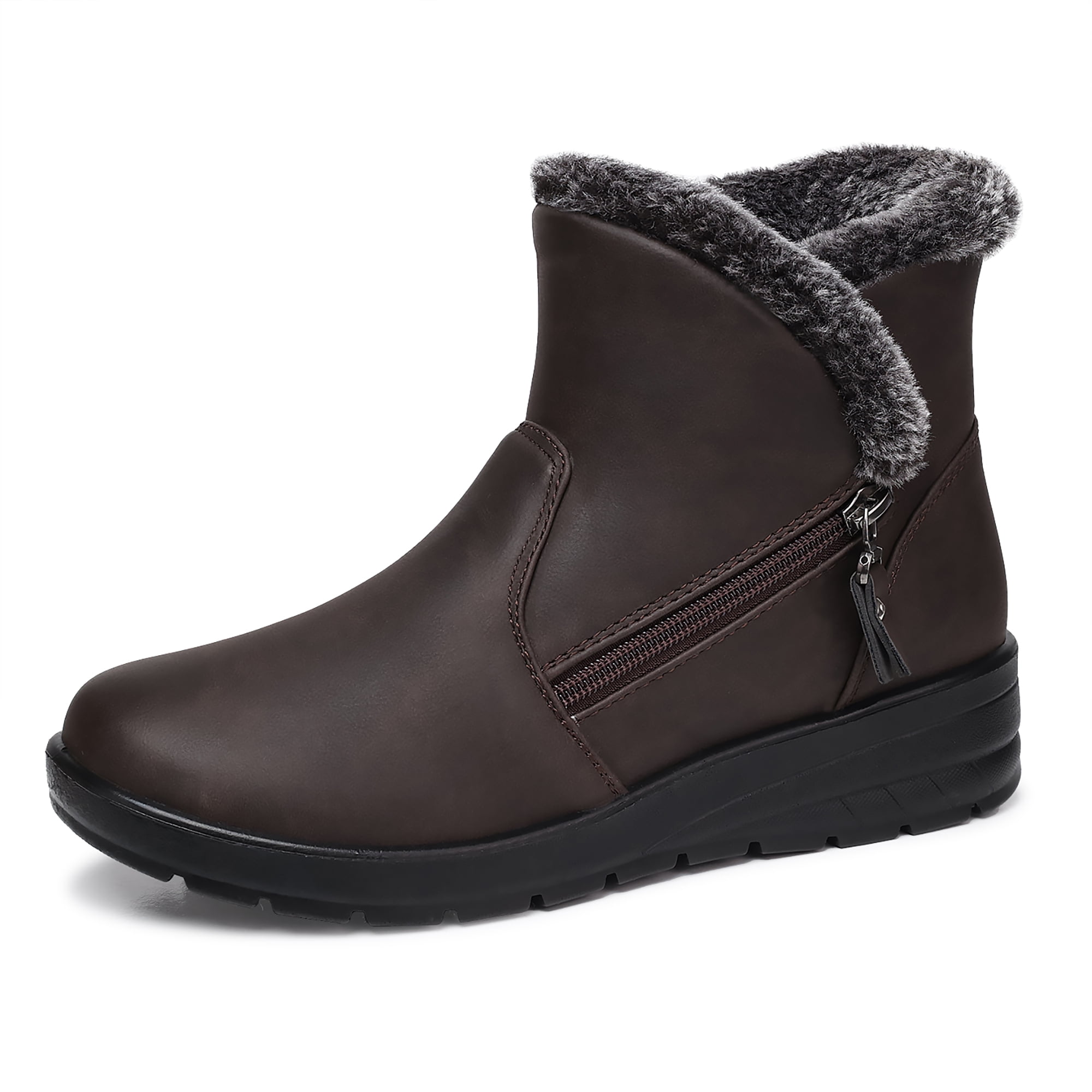 Mifater Women's Winter Snow Boots, Side Zipper Ankle Booties, Faux Fur ...