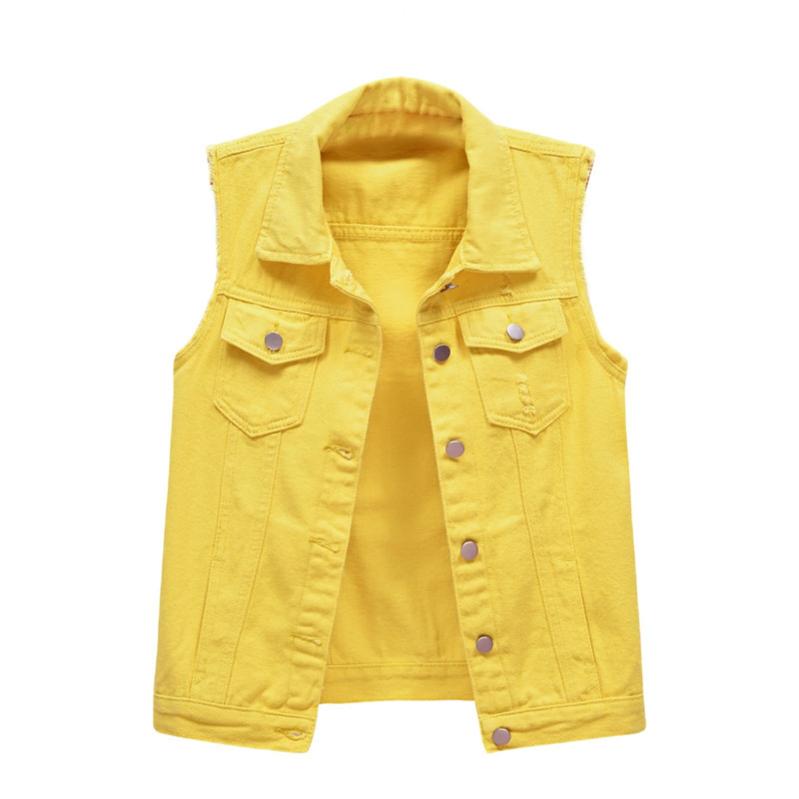 Mifelio Denim Vest Multi Color Denim Vest Female Short Spring and ...