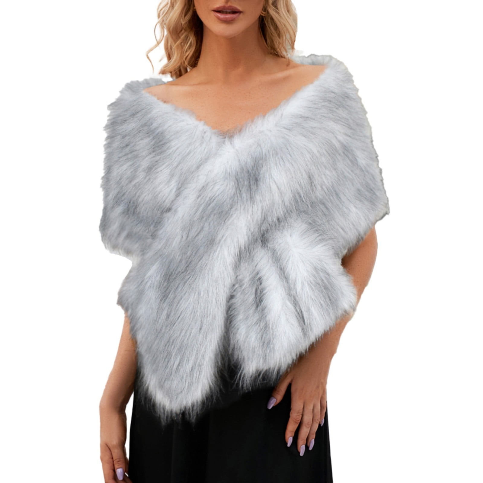 Mifelio Faux Fur Shawl Women Luxurious Winter Faux Superficial ...