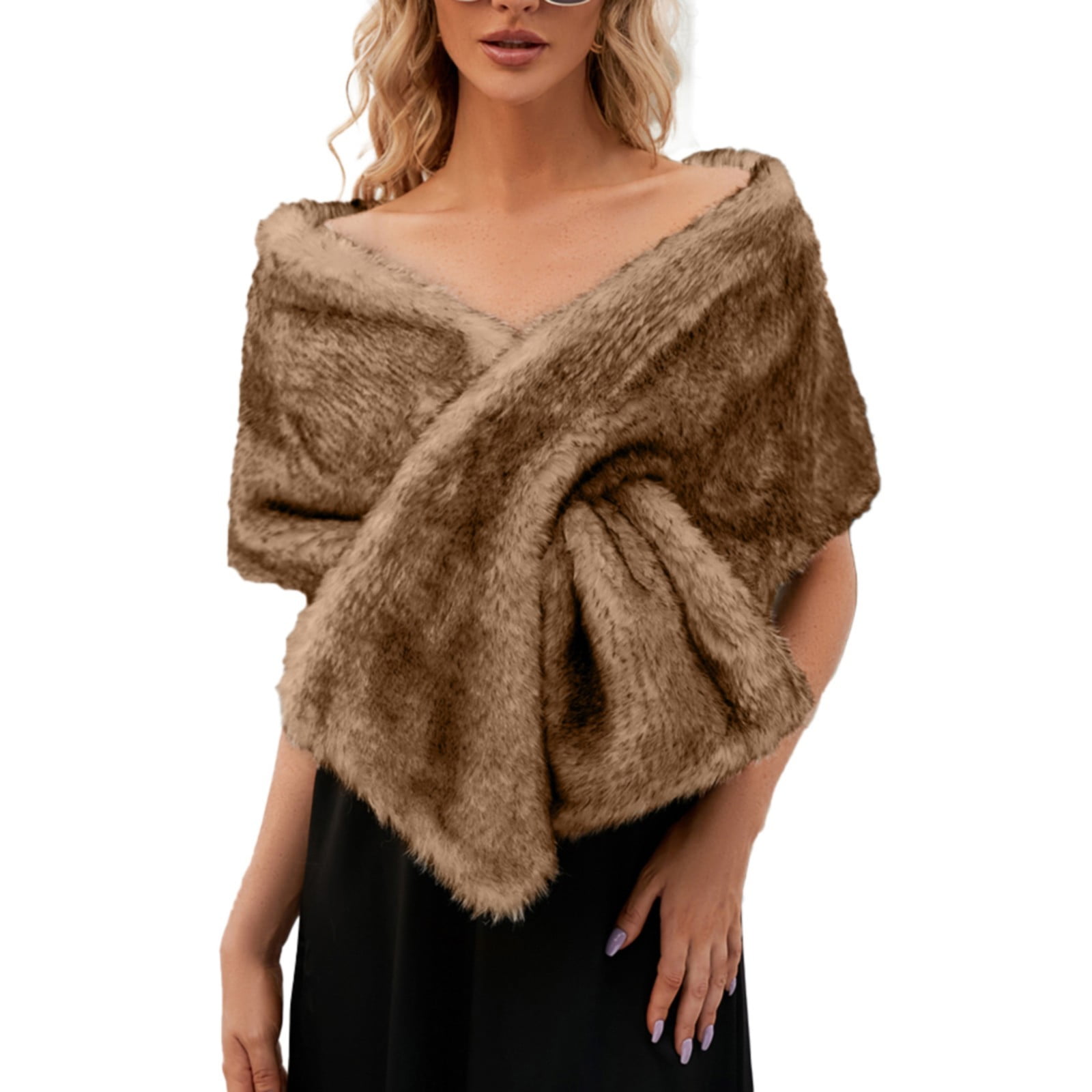 Mifelio Faux Fur Shawl Women Luxurious Winter Faux Superficial ...