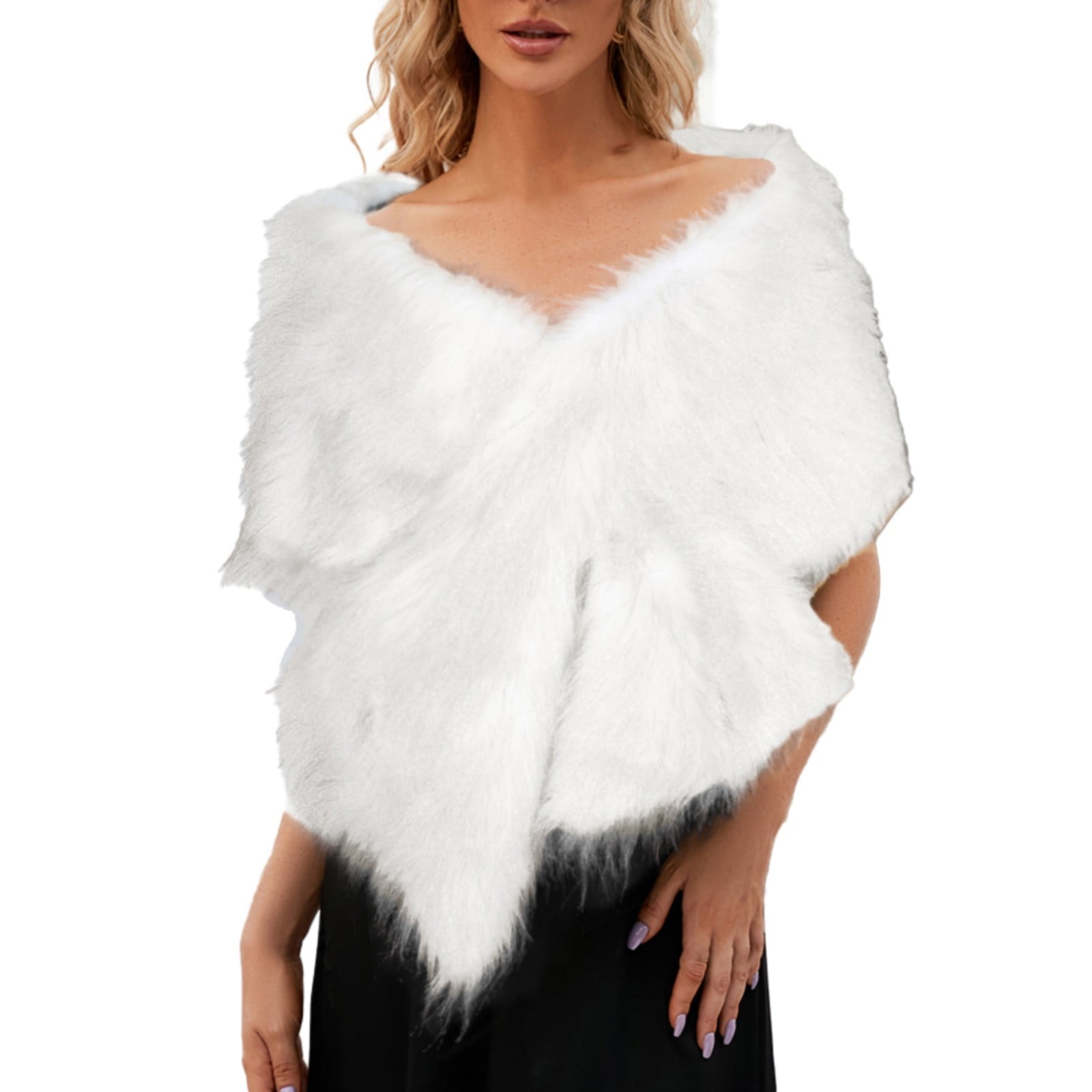 Mifelio Faux Fur Shawl Women Luxurious Winter Faux Superficial ...