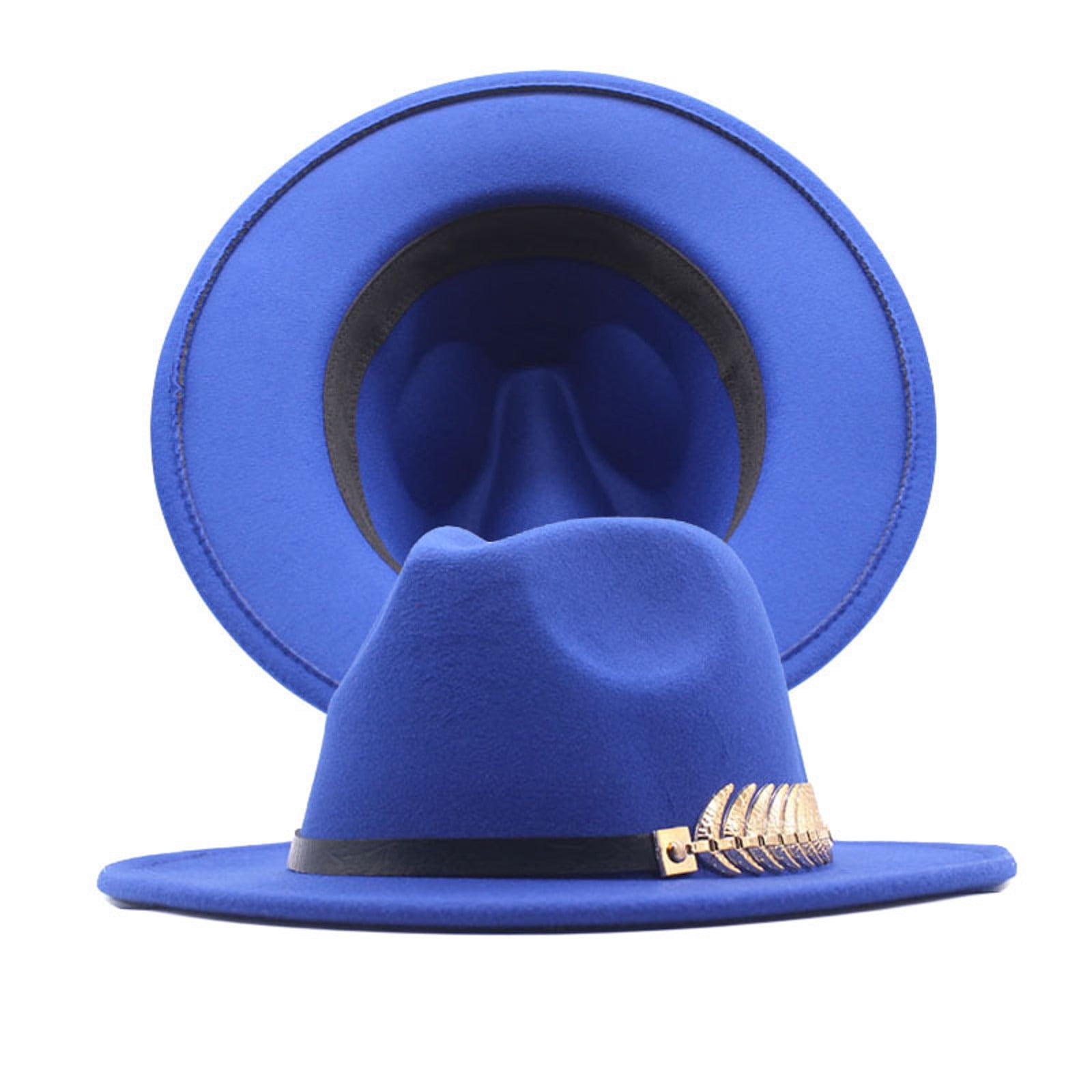 Mifelio Fedora Hats for Men Wide Brim Hats for Women, Womens Panama Hat Classic Belt Fedora Hat ...