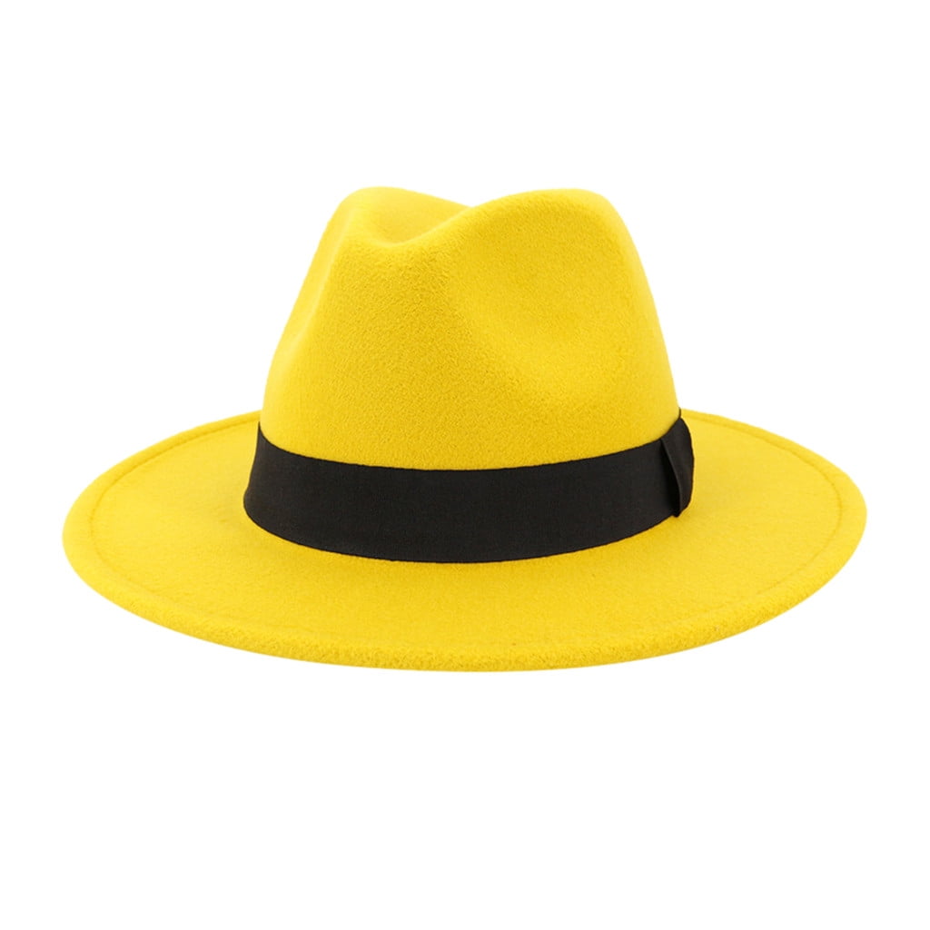 Mifelio Fedora Hats for Men Women Vintage Wide Hat with Belt Buckle ...
