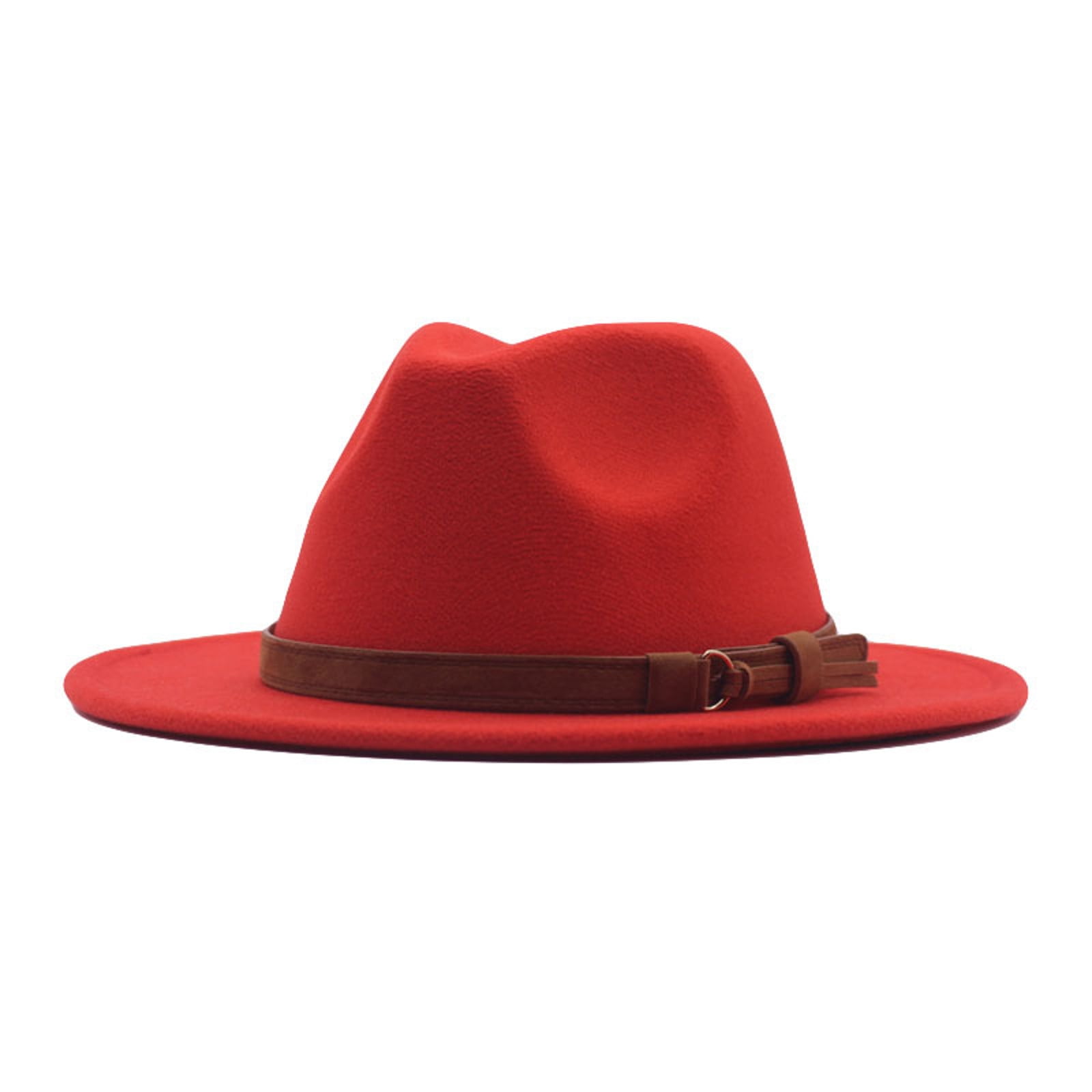 Mifelio Fedora Hats for Women Belt Classic Hat Wool Wide Buckle Floppy ...