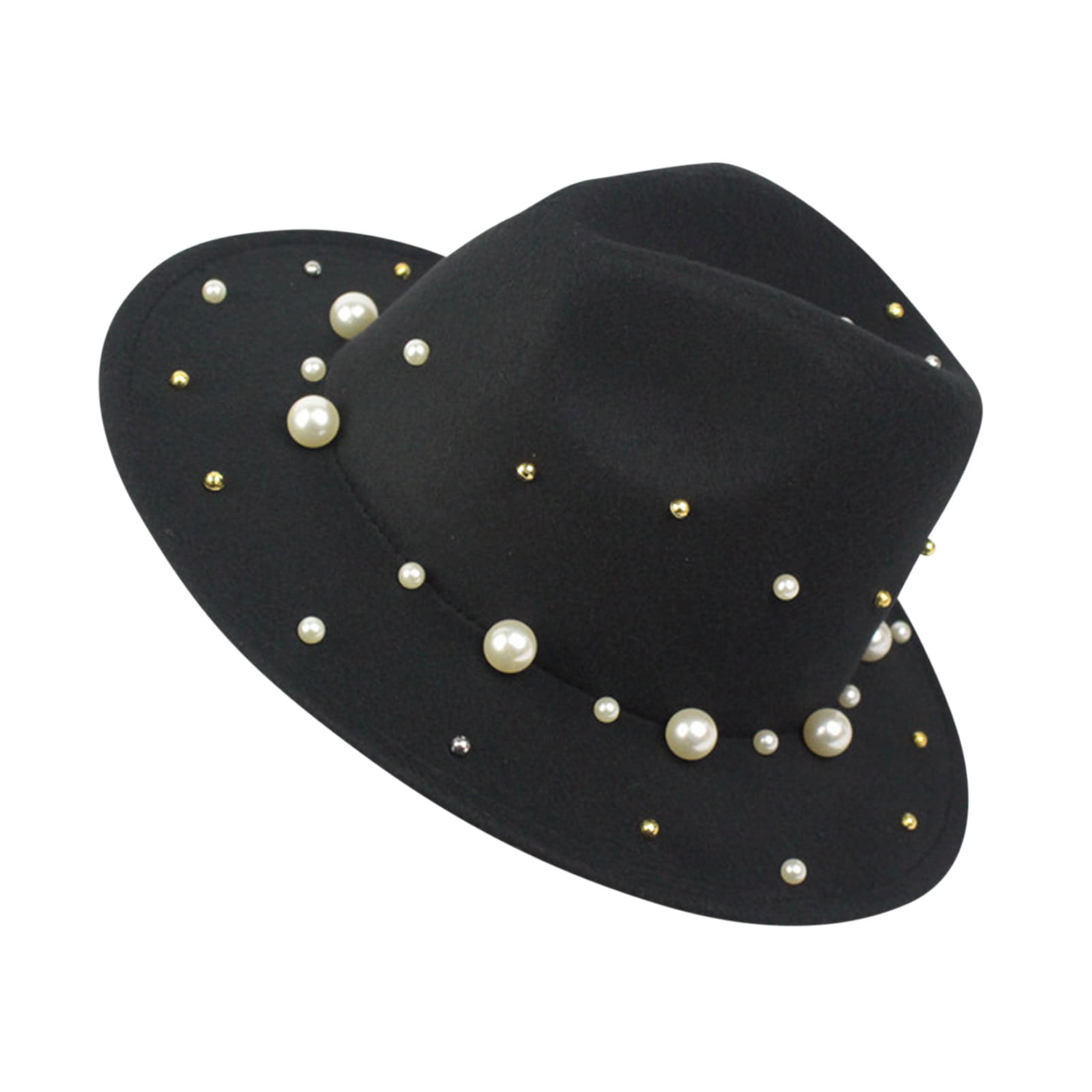 Mifelio Fedora Hats for Women Pearls Ladies Fashion Hat Panama Hat with ...