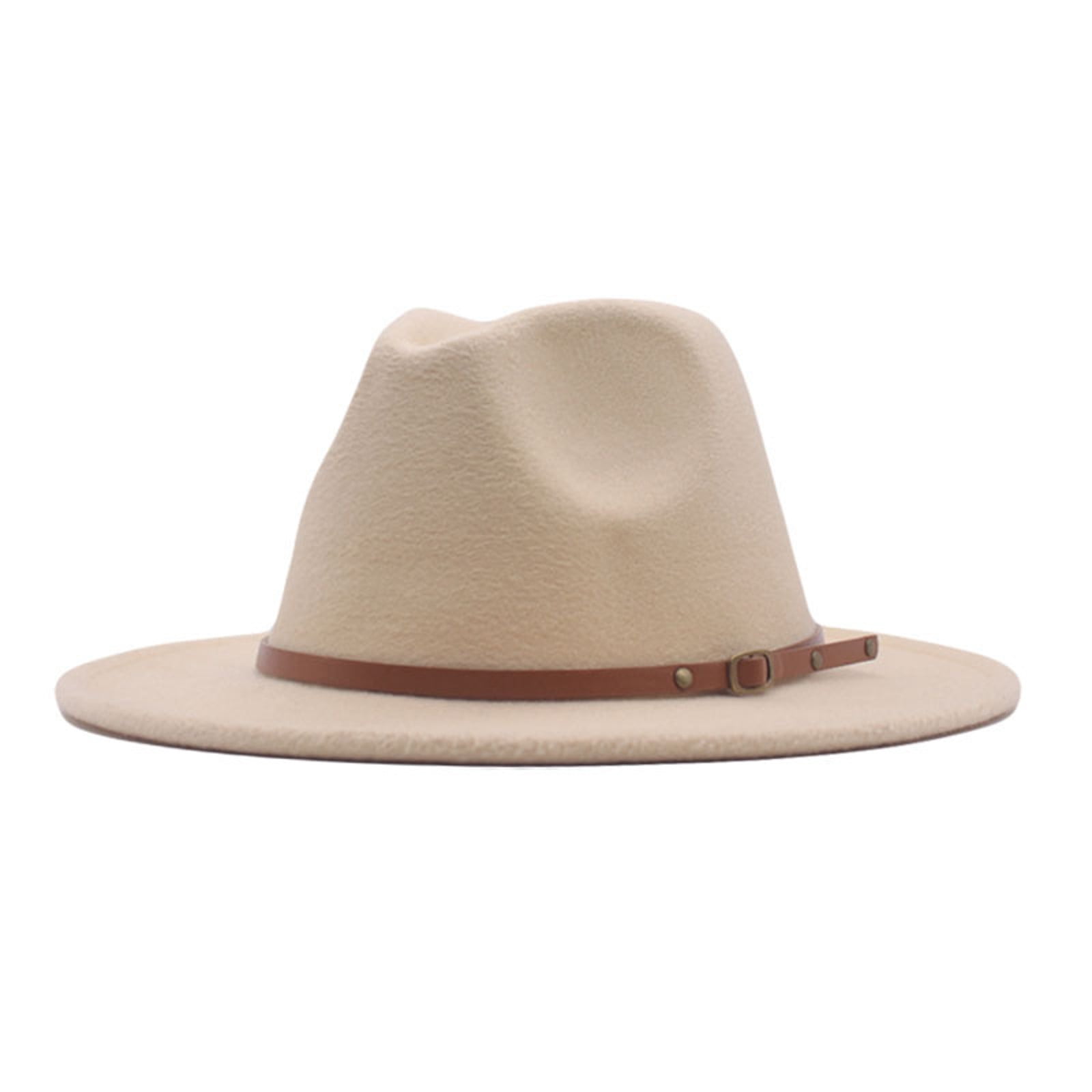 Mifelio Fedora Hats For Women Womens Fedora Panama Wool Belt Classic Hat Buckle Hat Floppy Wide