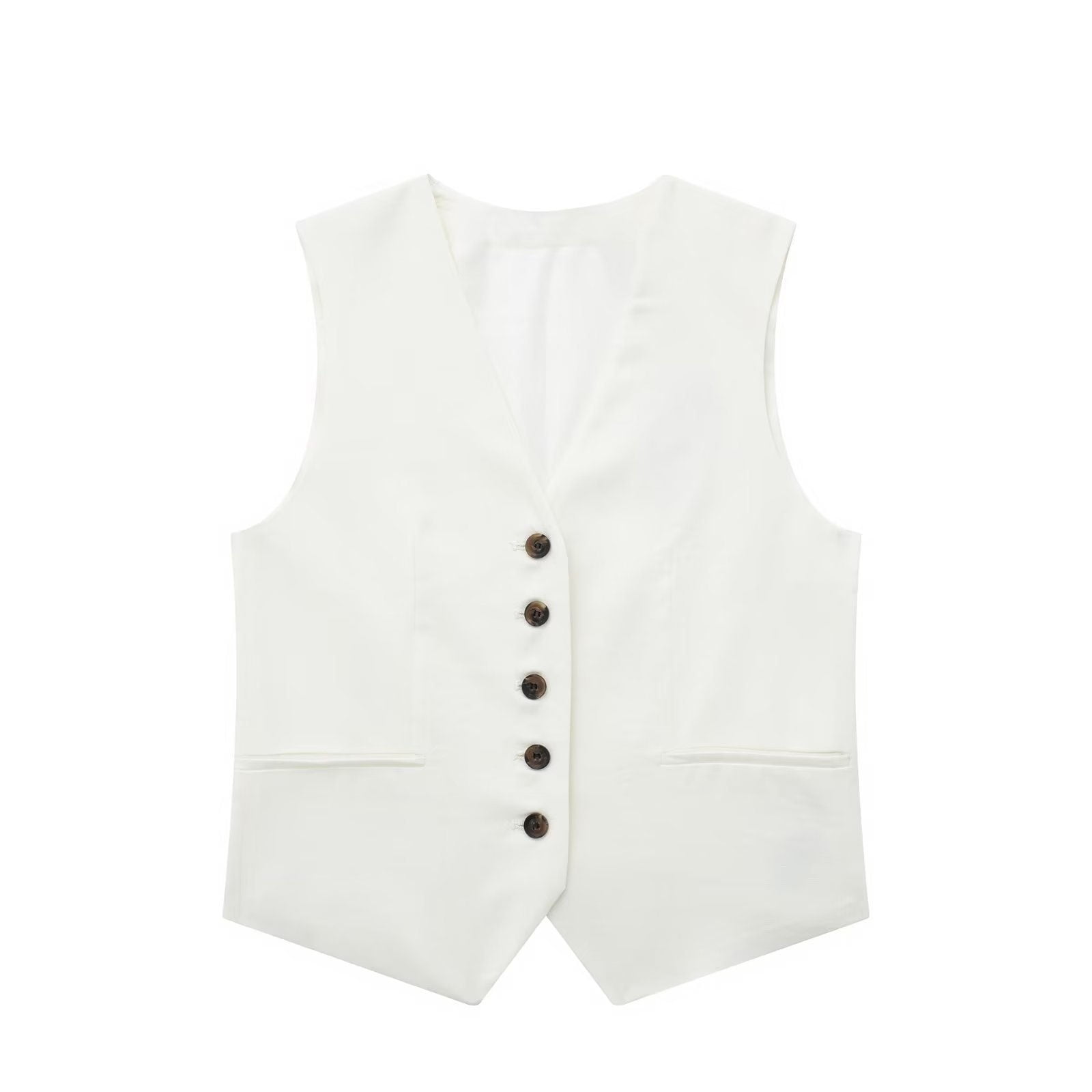 Mifelio Jackets for Women, Women's Solid Casual Linen Blend Vest Jacket ...