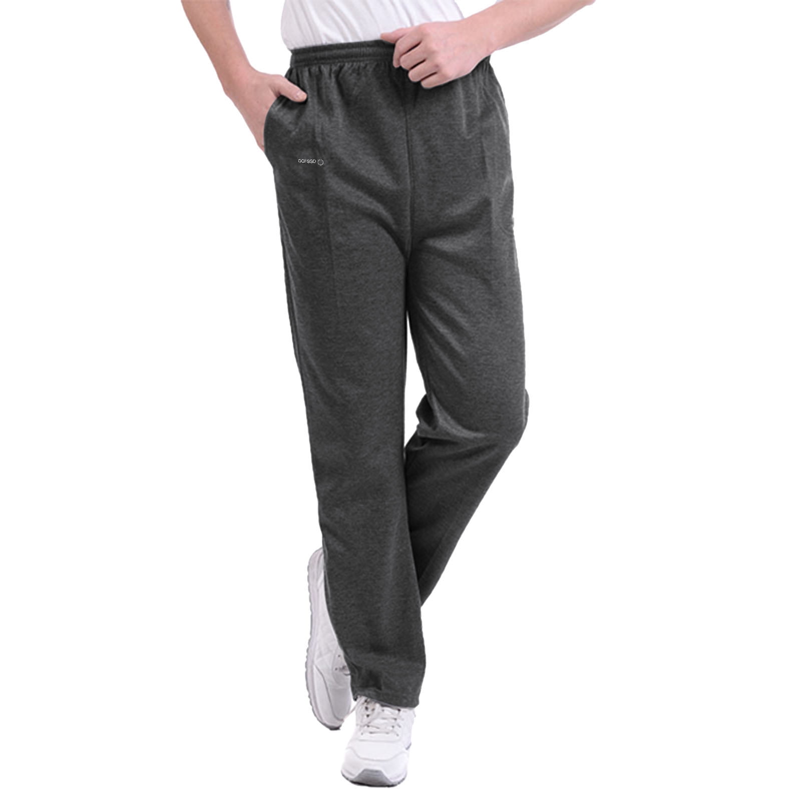 Mifelio Pants For Men Mens Summer Sports Casual Solid Zipper Pocket Pants Long Pants Mens
