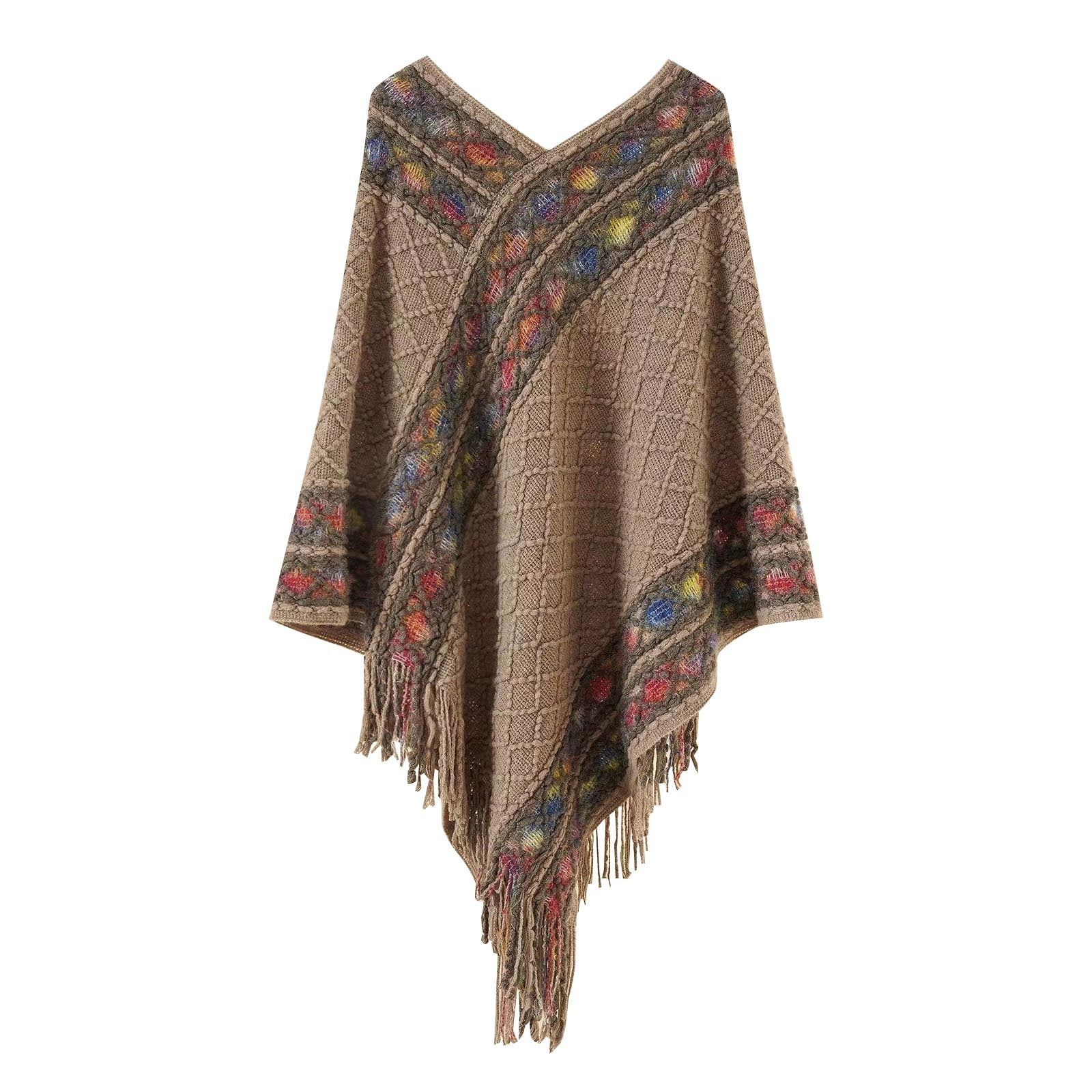 Mifelio Poncho Sweater Women, Women's Vintage Exotic Winter Warm ...