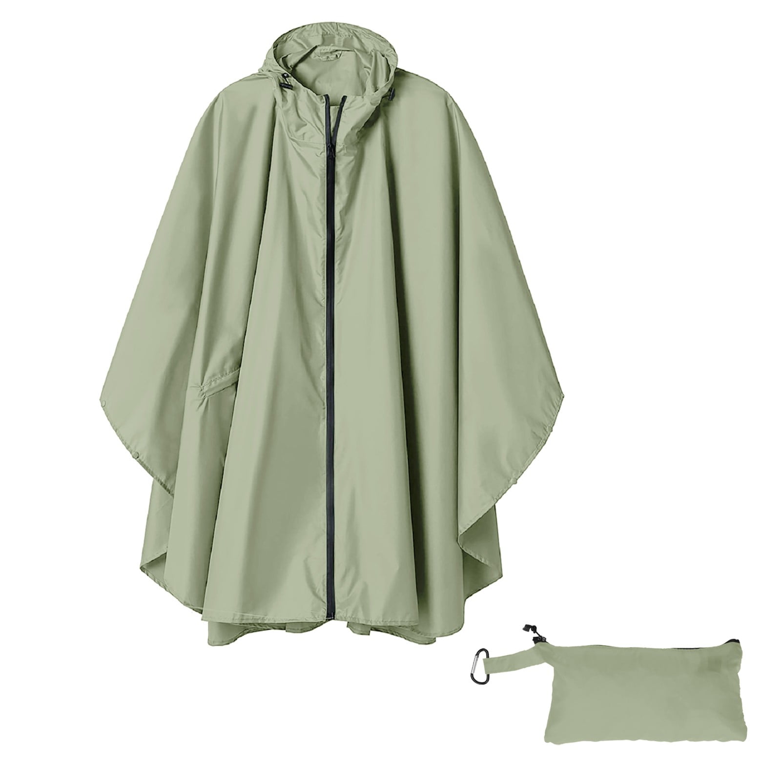 Mifelio Rain Ponchos for Adults Unisex Solid Color Hooded Zippered ...