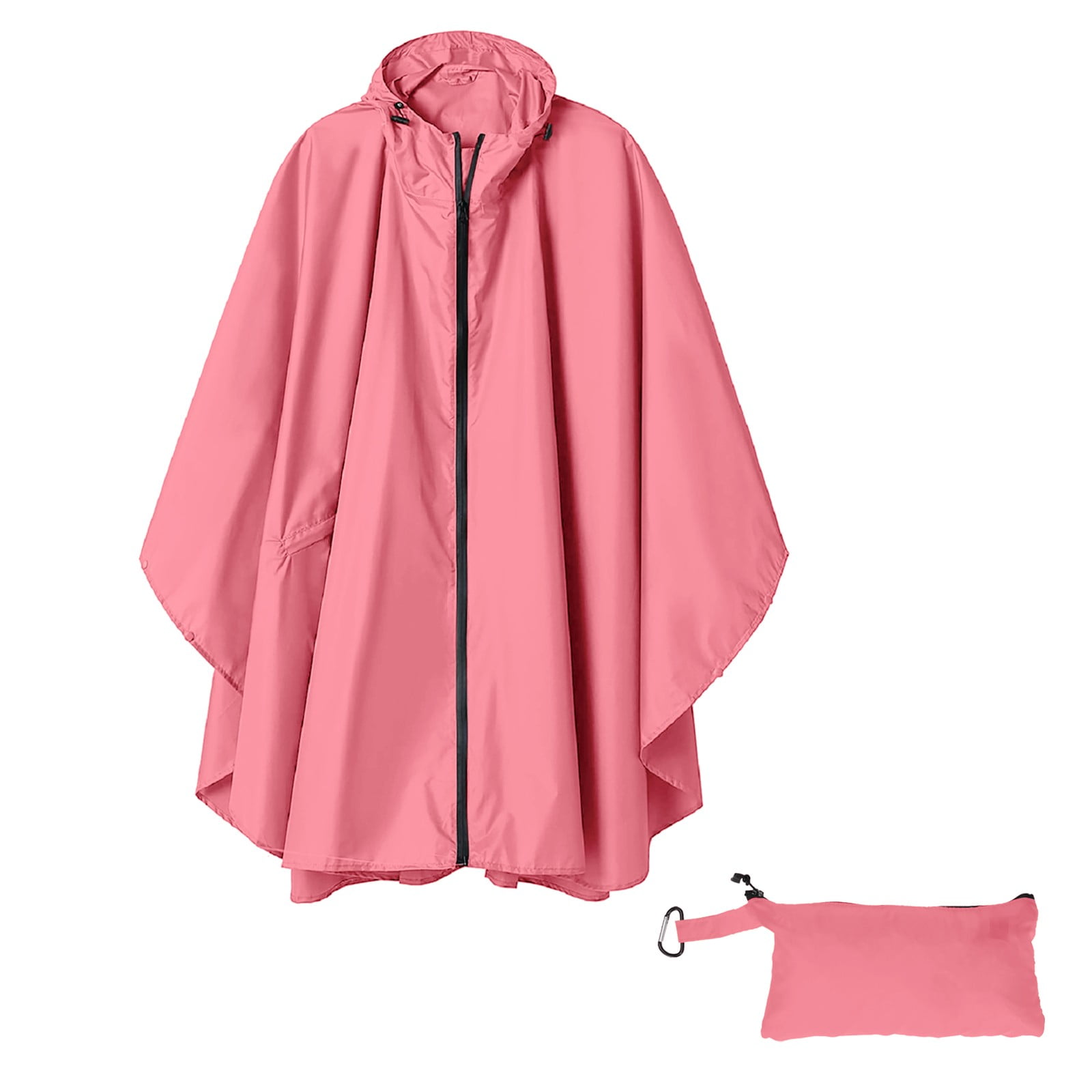 Mifelio Rain Ponchos for Adults Unisex Solid Color Hooded Zippered ...