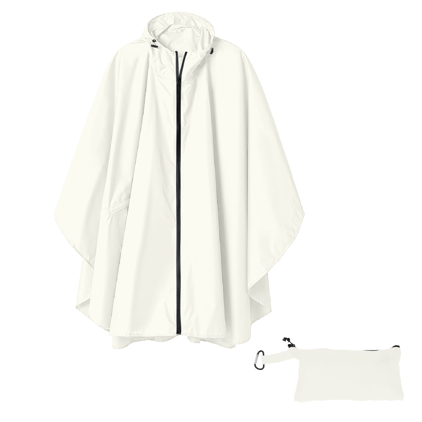 Mifelio Rain Ponchos for Adults Unisex Solid Color Hooded Zippered ...