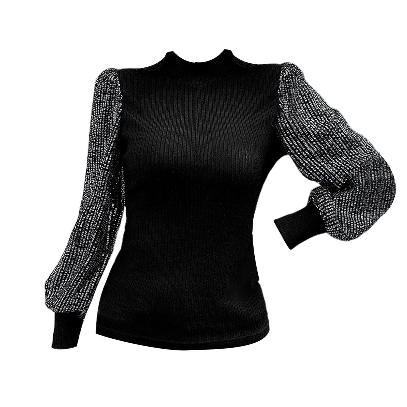 Mifelio Sweaters for Women, Women's Sequin Tops Sparkly Glitter Blouses ...