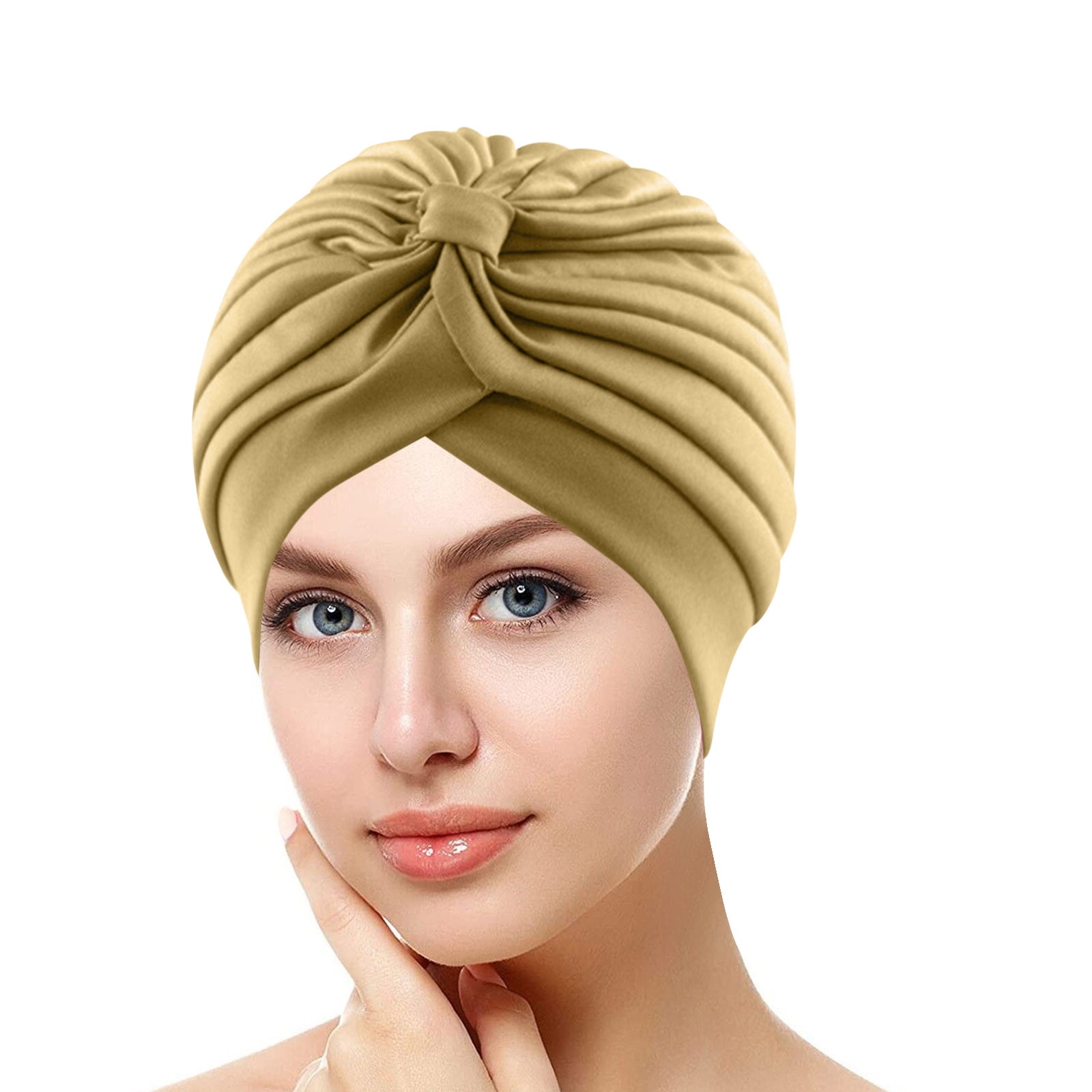 Mifelio Turbans for Women, Womens Large Elastic Solid Comfort Flat Hat ...
