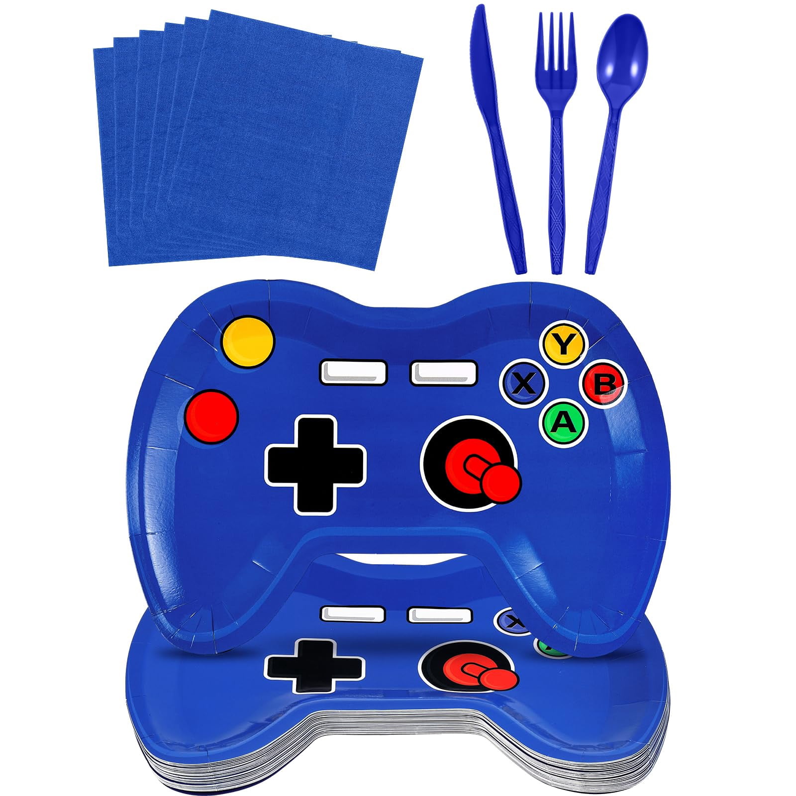 Mifoci 120 Pieces Video Game Party Tableware Set Game Control Shape ...