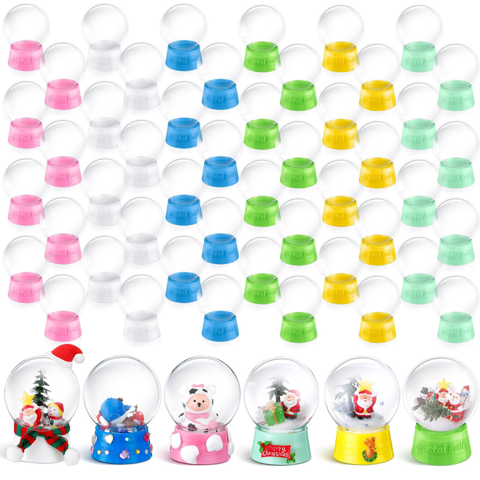 Mifoci 48 Pcs 4 Inch Christmas DIY Snow Clear Fillable Water with Screw ...