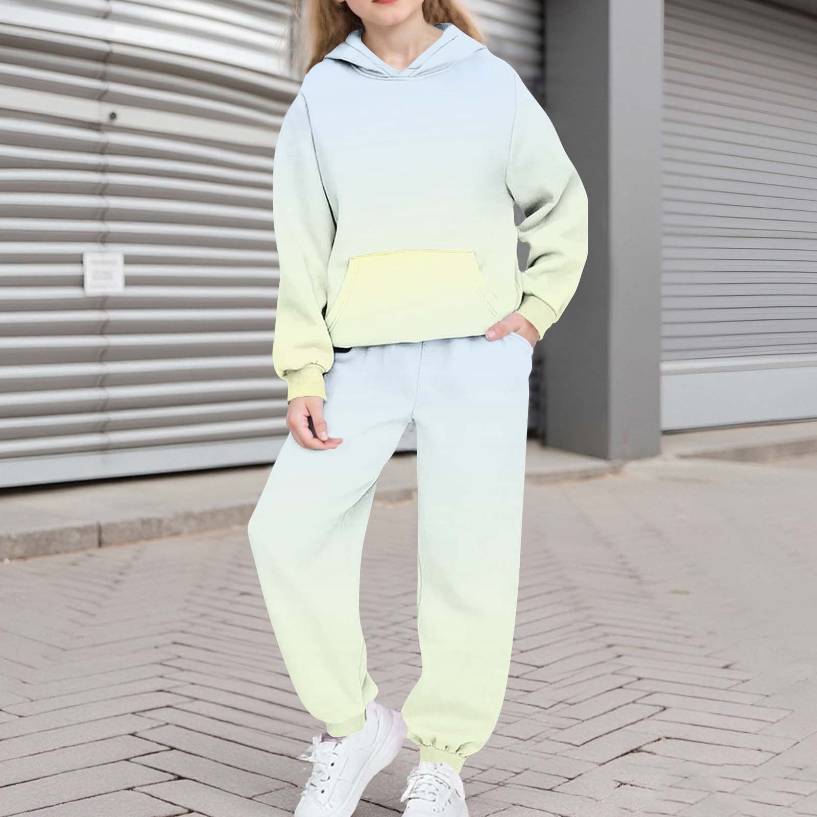 Mifsaly Boys Girls Sweatsuit Set Tween Gradient Tracksuit 2 Piece Kids ...