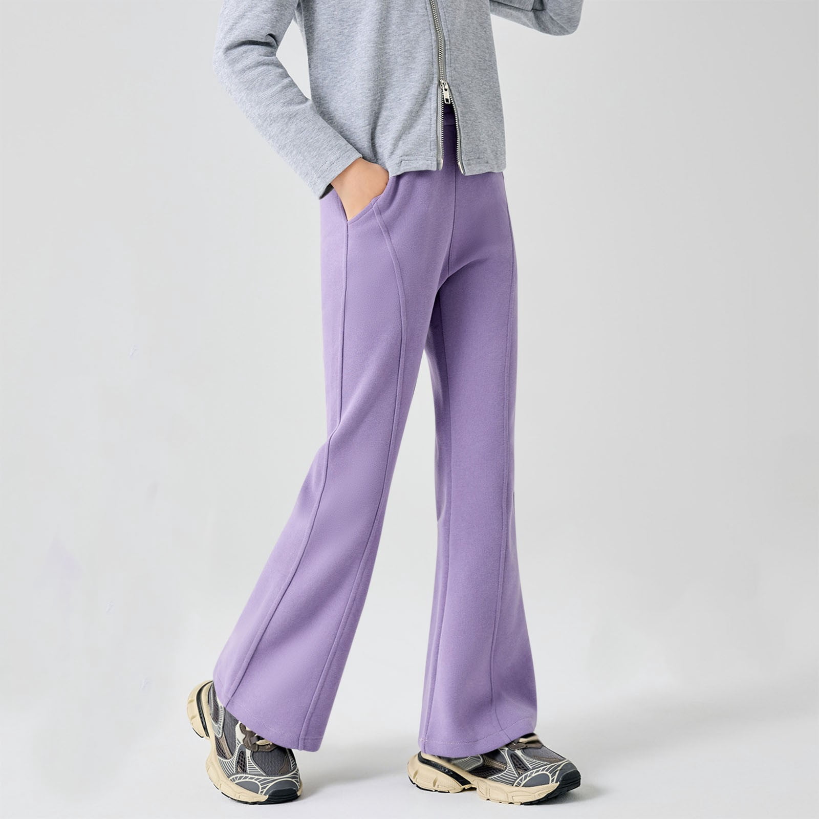 Mifsaly Girls Flare Pants Cotton High Waist Wide Leg Flared Pant Teen ...
