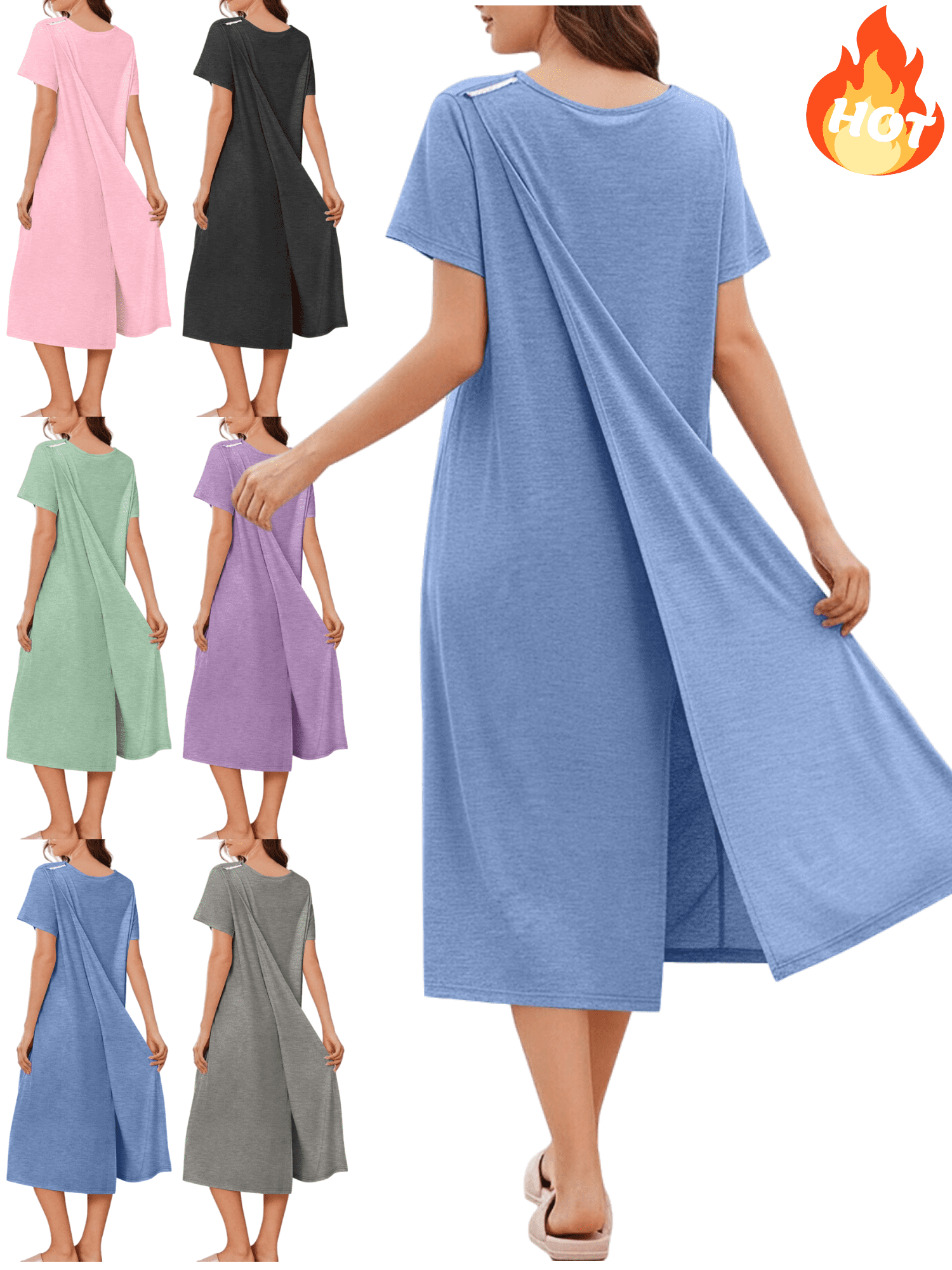 Mifsaly Hospital Gowns for Women Short Sleeve Tear Away Snap Open Back ...