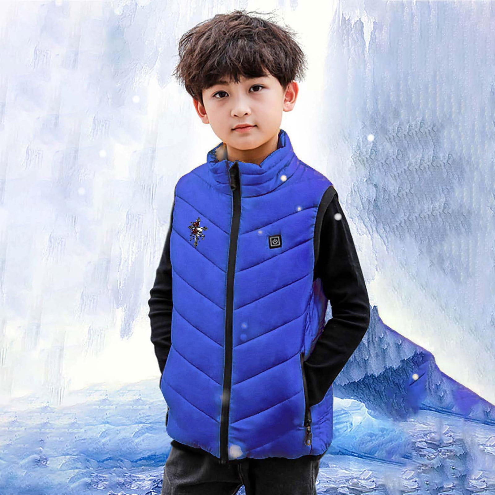 Mifsaly Kids Heated Vest Christmas Tree Zip up Sleeveless Heating ...