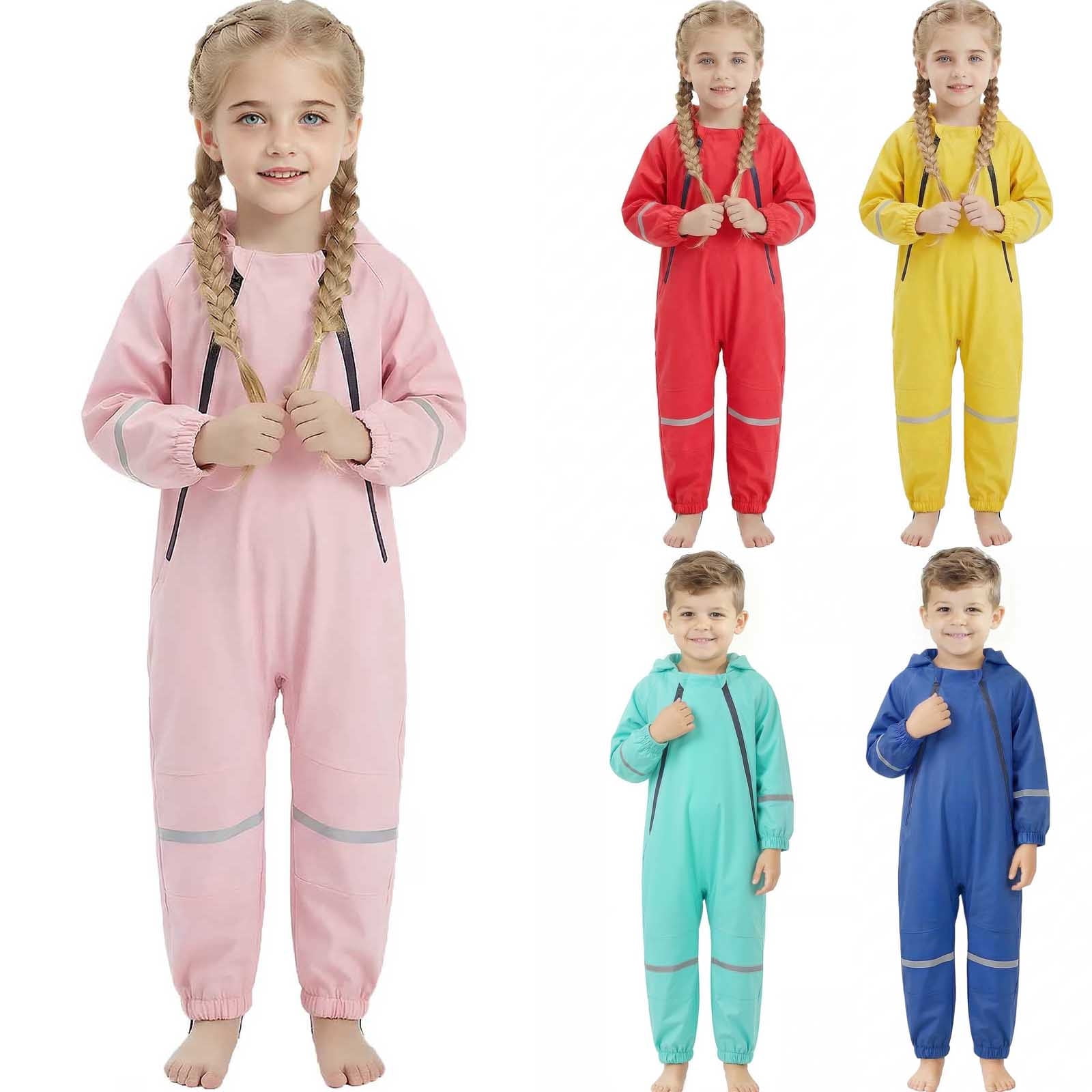 Mifsaly Kids Rain Suit Girls Boys Waterproof Hooded Coverall with ...