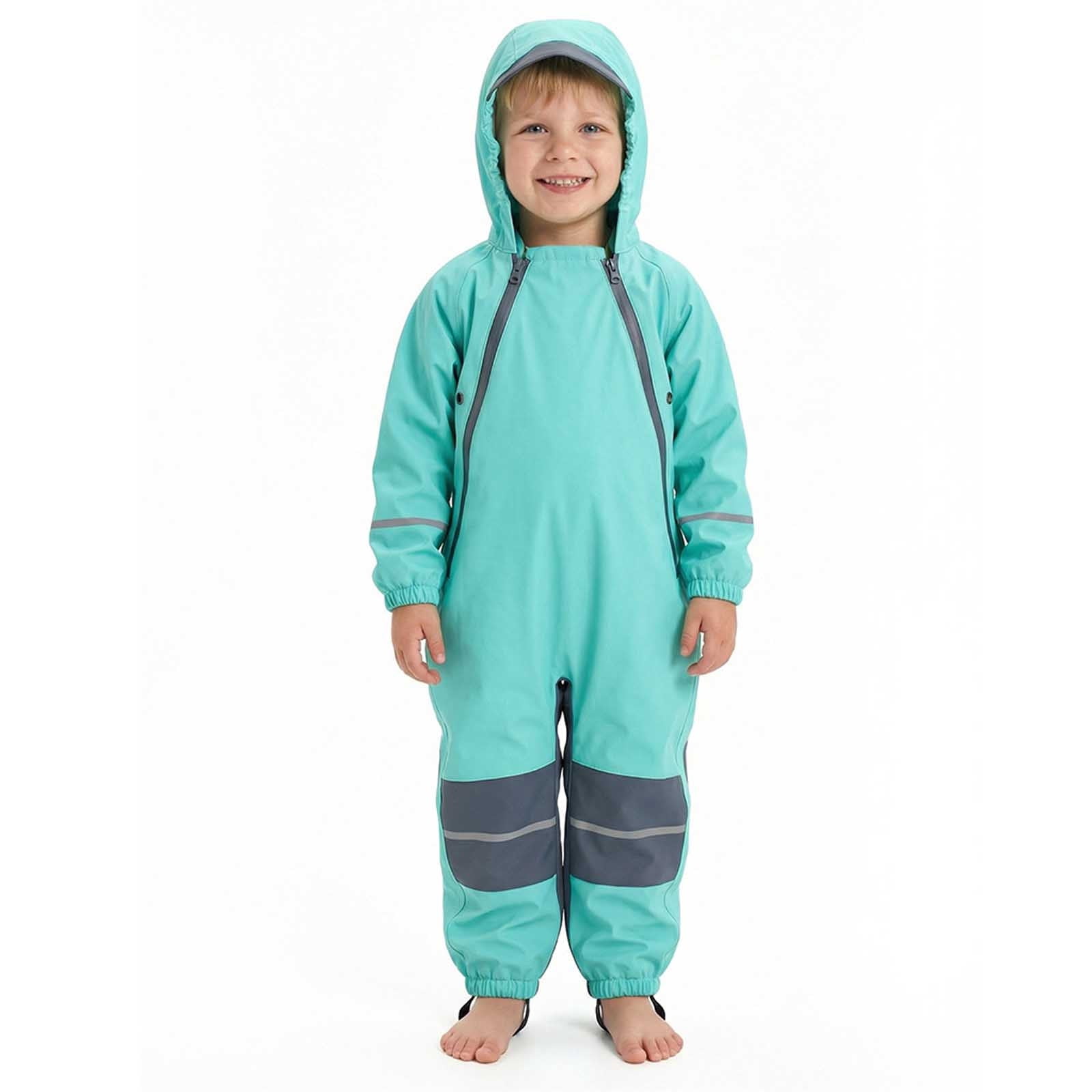 Mifsaly Kids Waterproof Rain Suit Double Zipper Boys Girls Hooded ...
