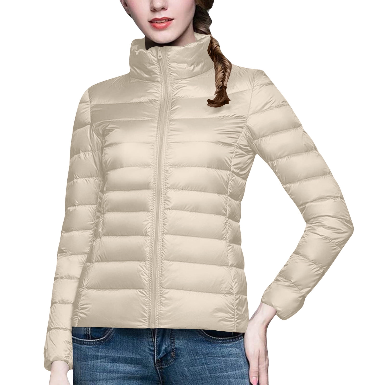 Mifsaly Plus Size Quilted Jackets for Women Lightweight Zip up Warm ...